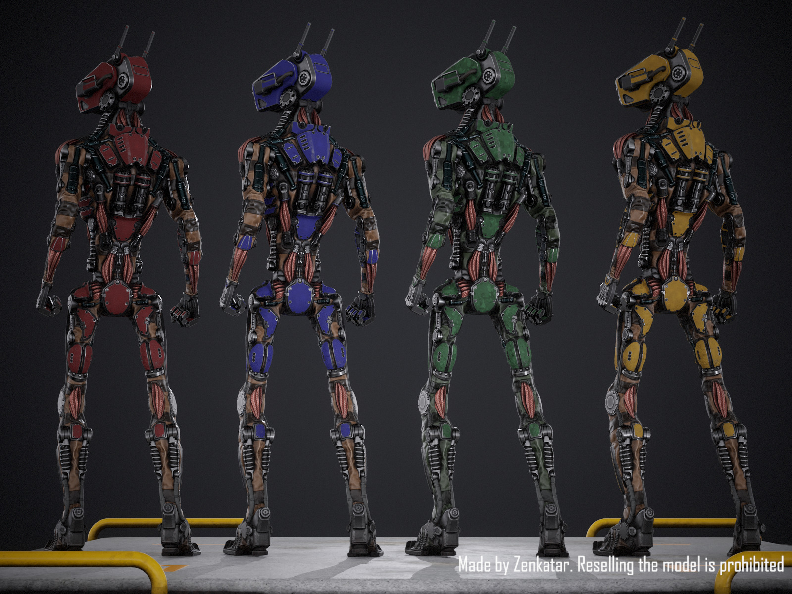 3D model Robot character rigged gameready droid Unity Unreal Engine VR ...