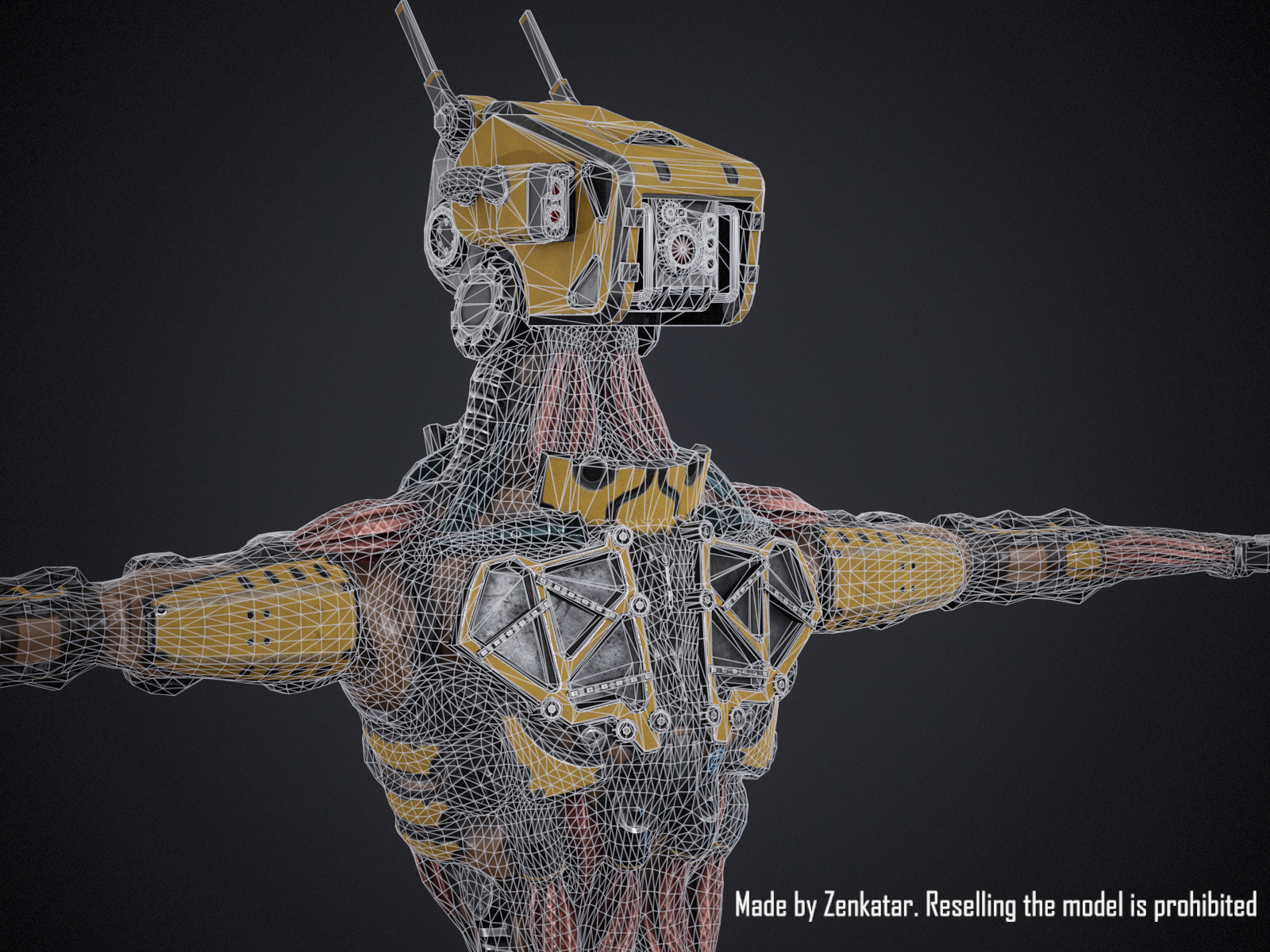 3D model Robot character rigged gameready droid Unity Unreal Engine VR ...