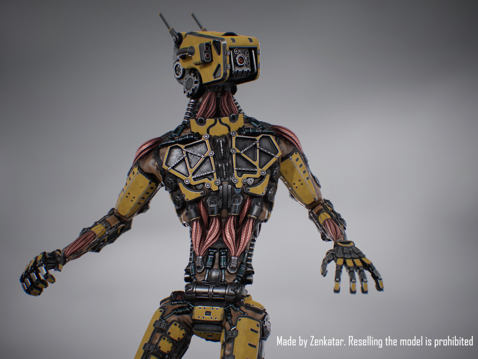 3D model Robot character rigged gameready droid Unity Unreal Engine VR ...