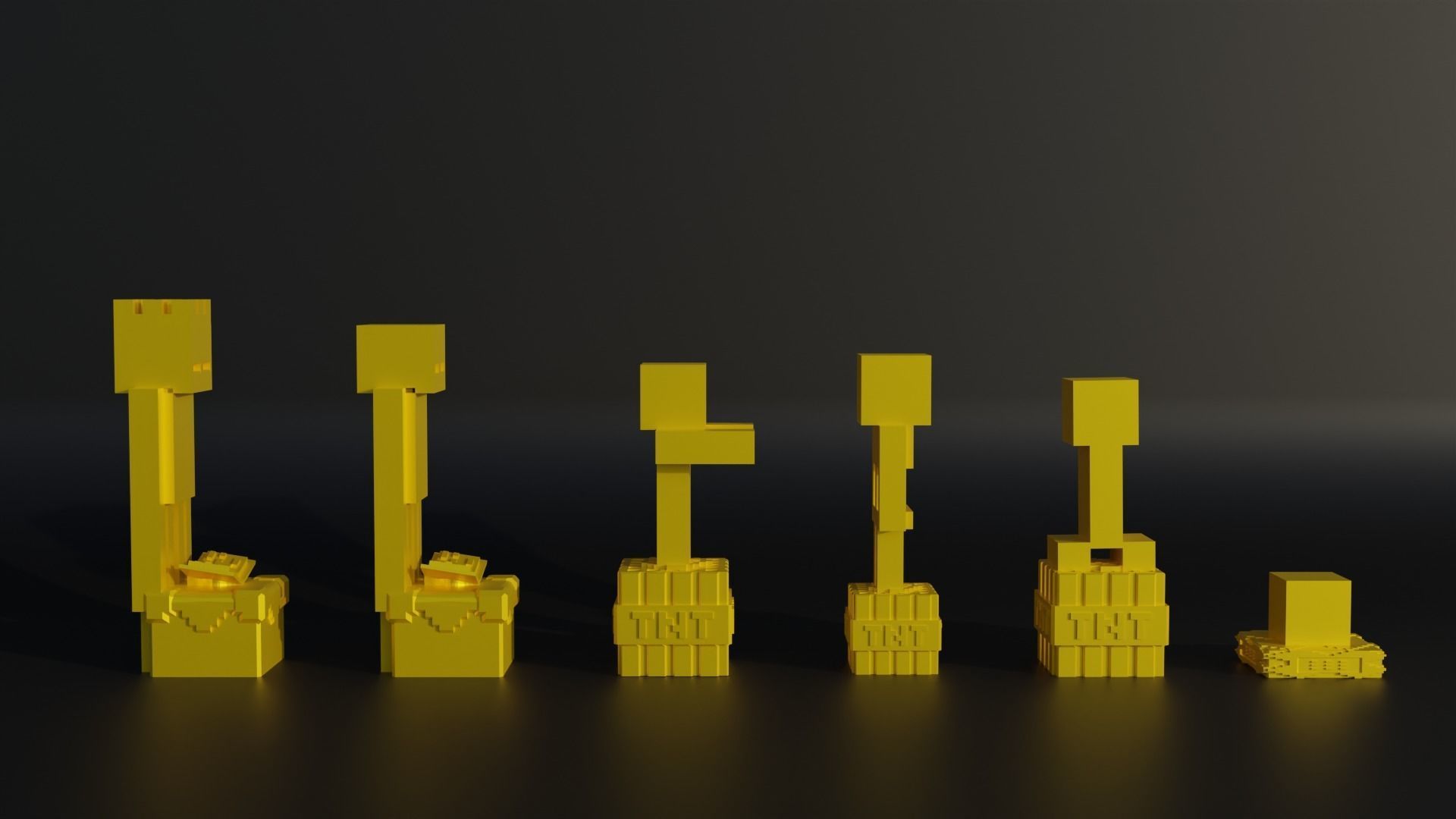 Minecraft Figure Chess Set - 6 Different Minecraft Character 3D model ...