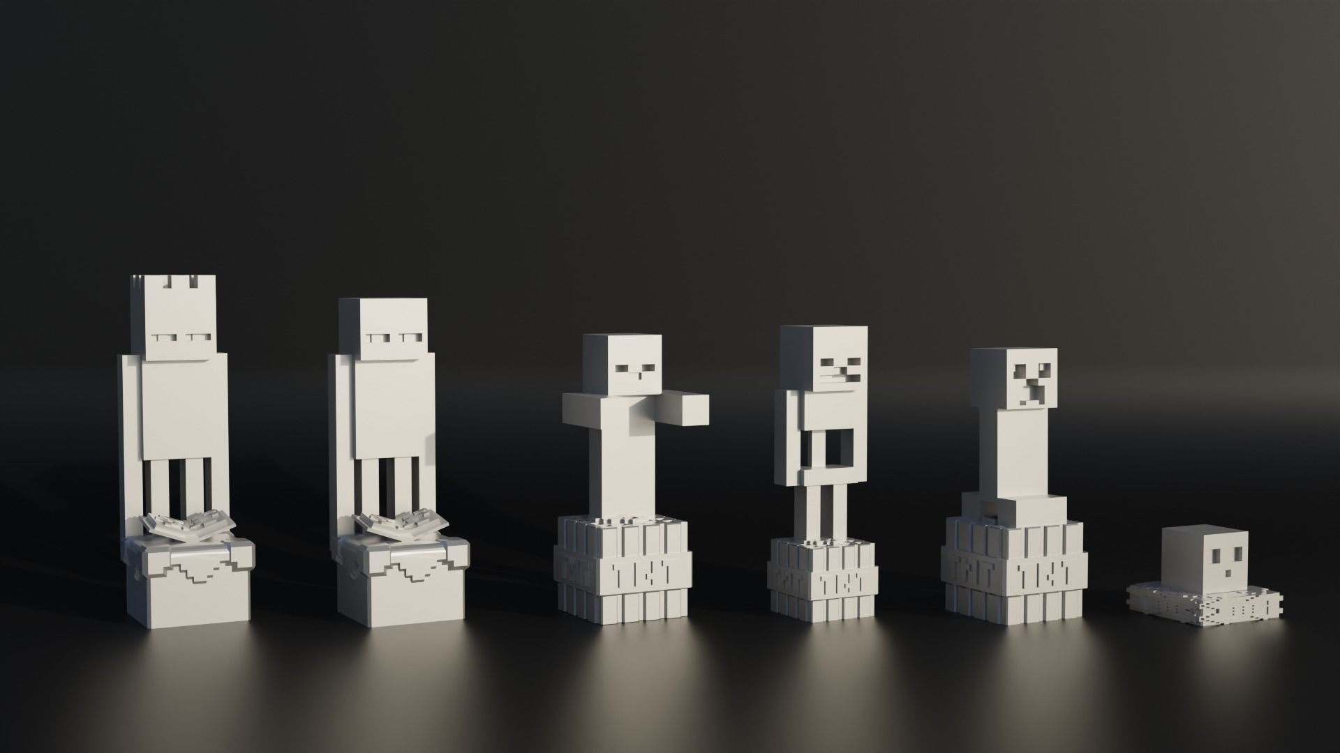 Minecraft Figure Chess Set - 6 Different Minecraft Character 3D model ...