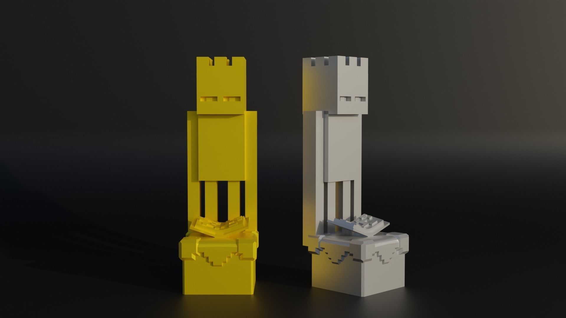 Minecraft Figure Chess Set - 6 Different Minecraft Character 3D model ...