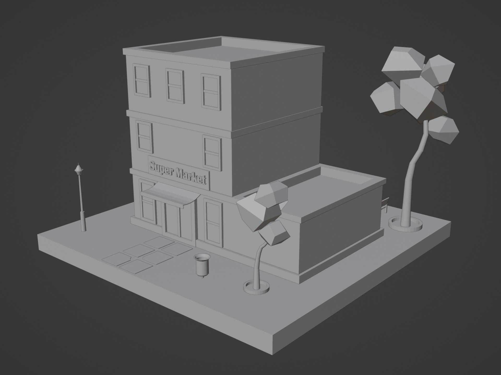 3D model Supermarket Low Poly Diorama 001 VR / AR / low-poly | CGTrader