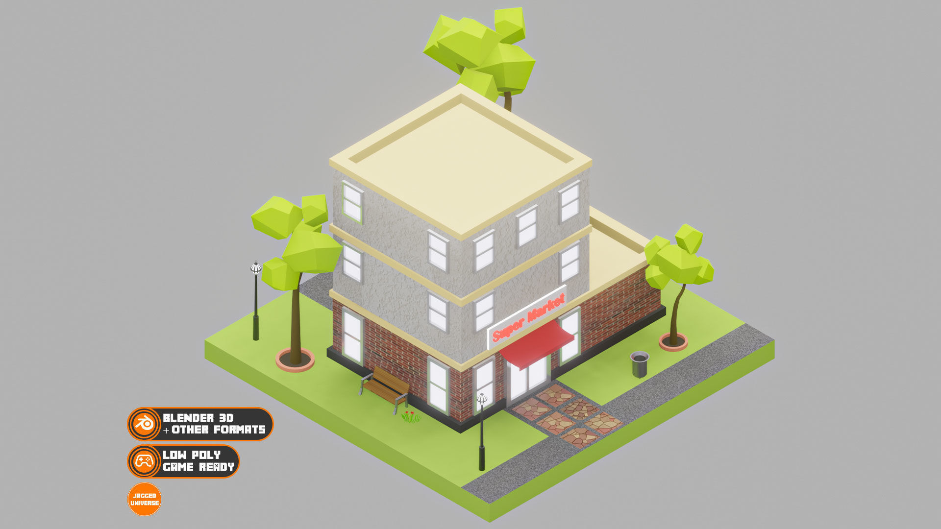 3D model Supermarket Low Poly Diorama 001 VR / AR / low-poly | CGTrader