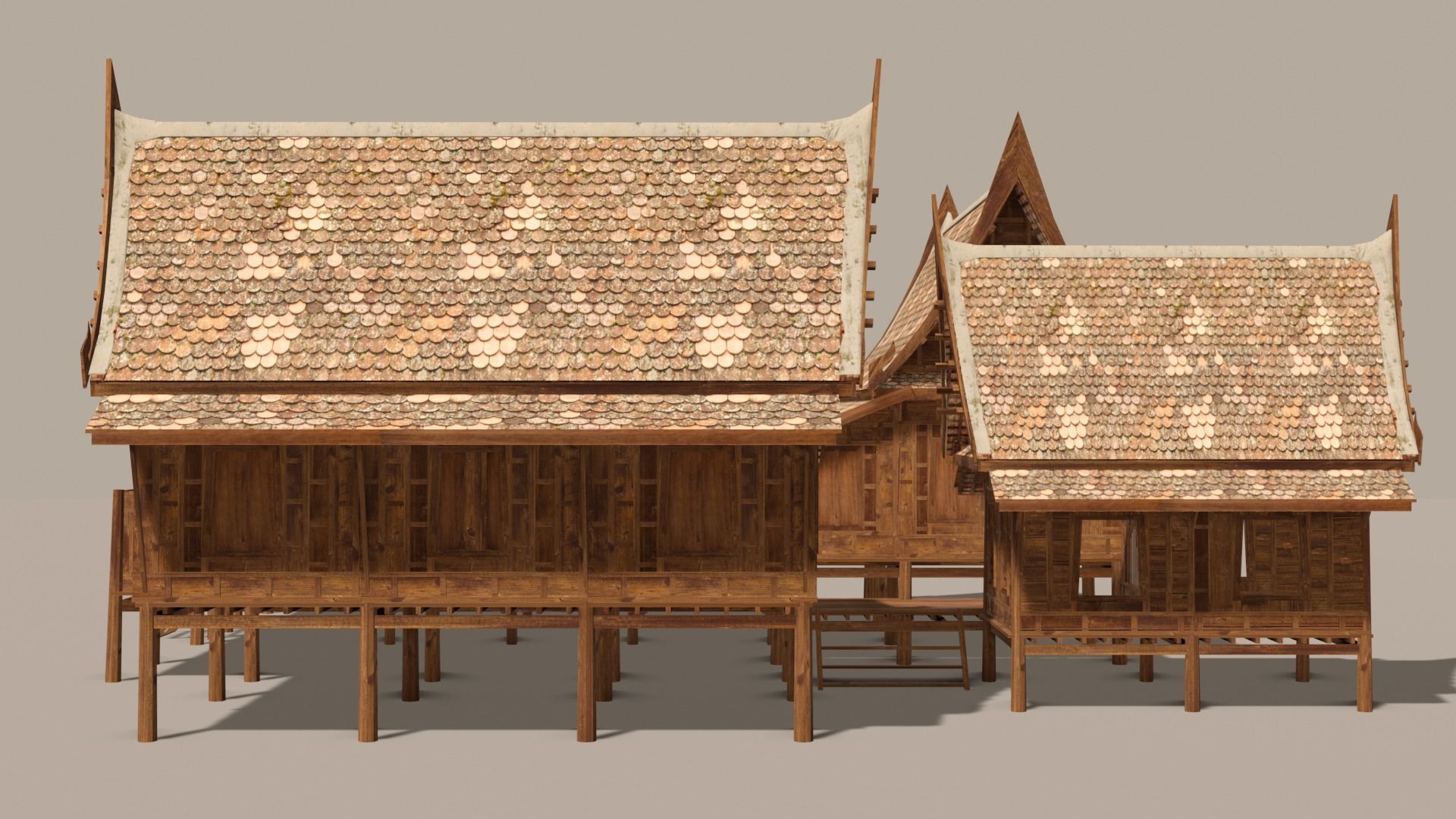 3D model Central Thai traditional house-02 Low-poly 3D model VR / AR ...