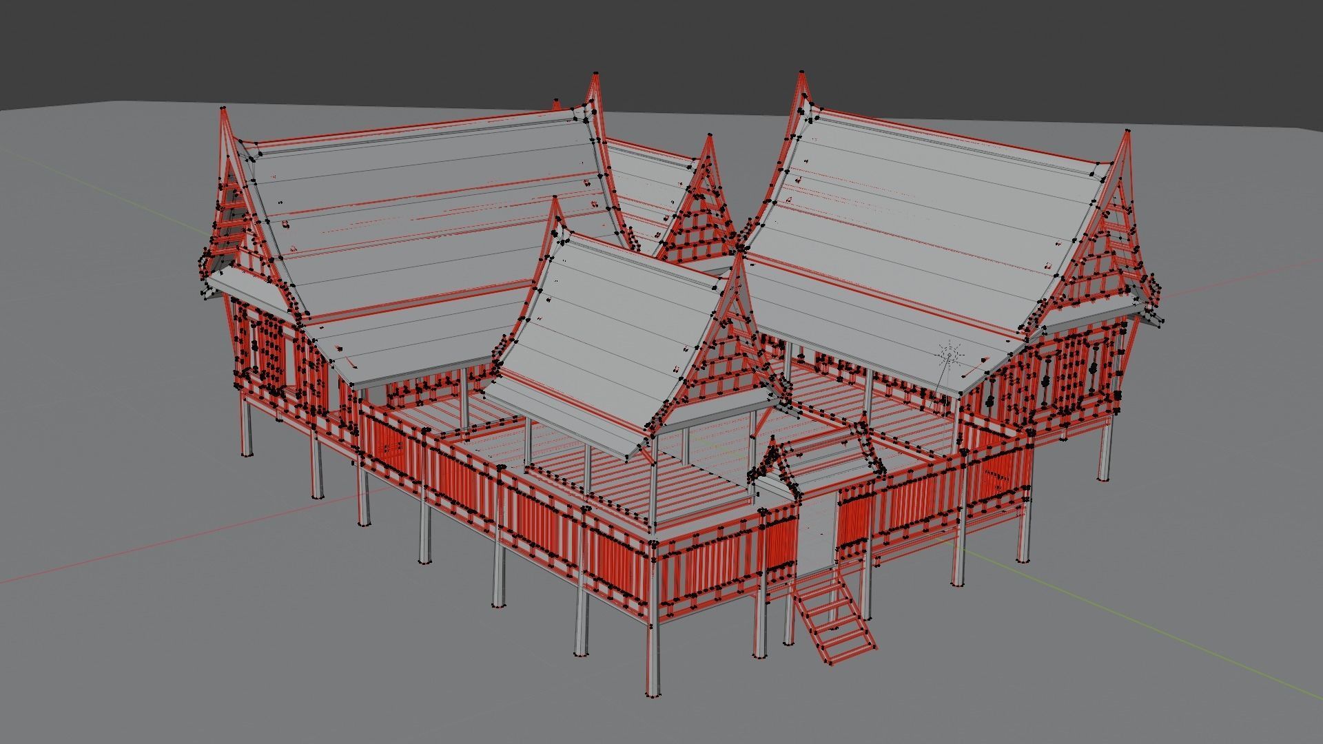3D model Central Thai traditional house-02 Low-poly 3D model VR / AR ...