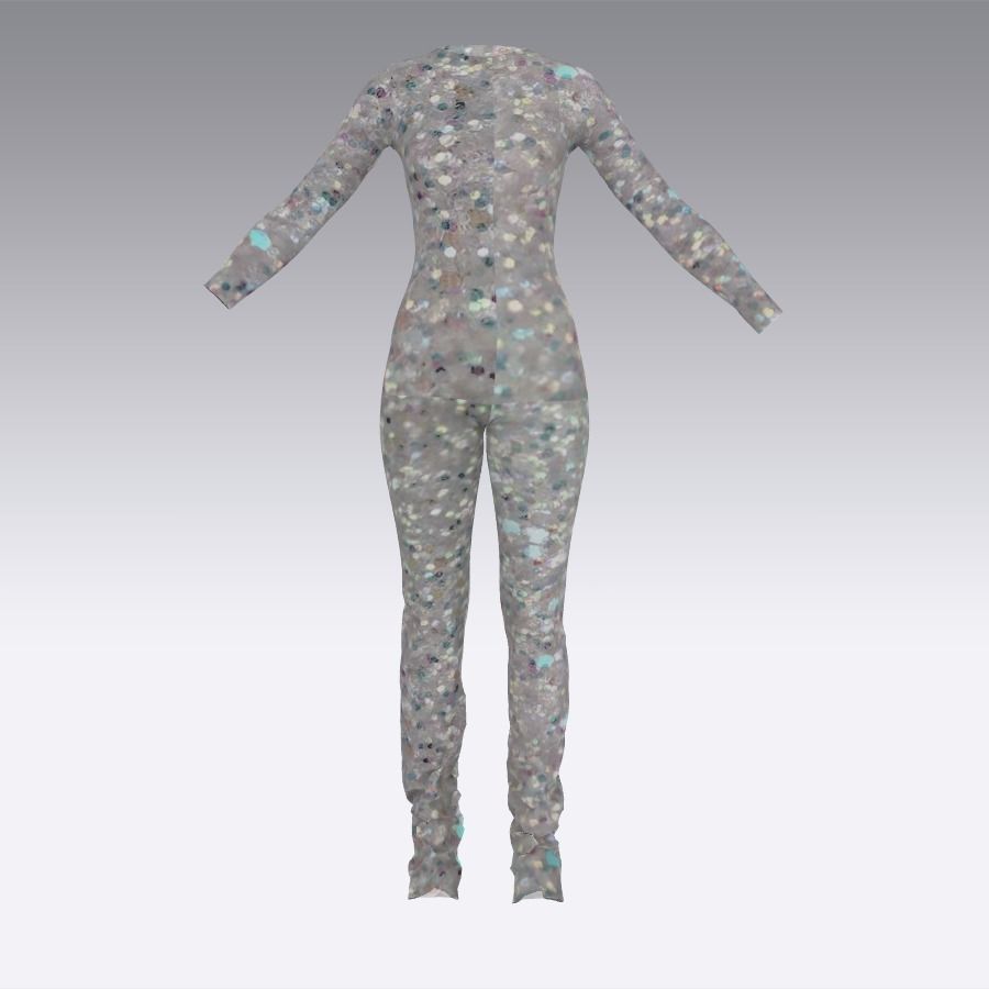 3D model jumpsuit nodern look sparkle glamour detail look VR / AR / low ...