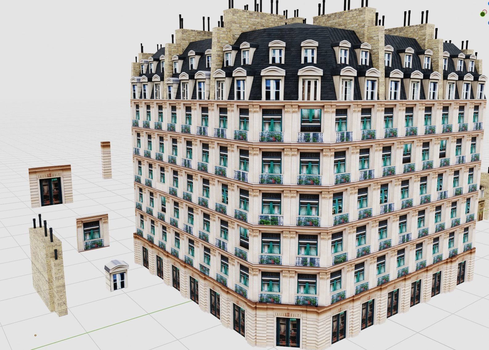 Paris 3 module Building Pack free VR / AR / low-poly 3D model | CGTrader