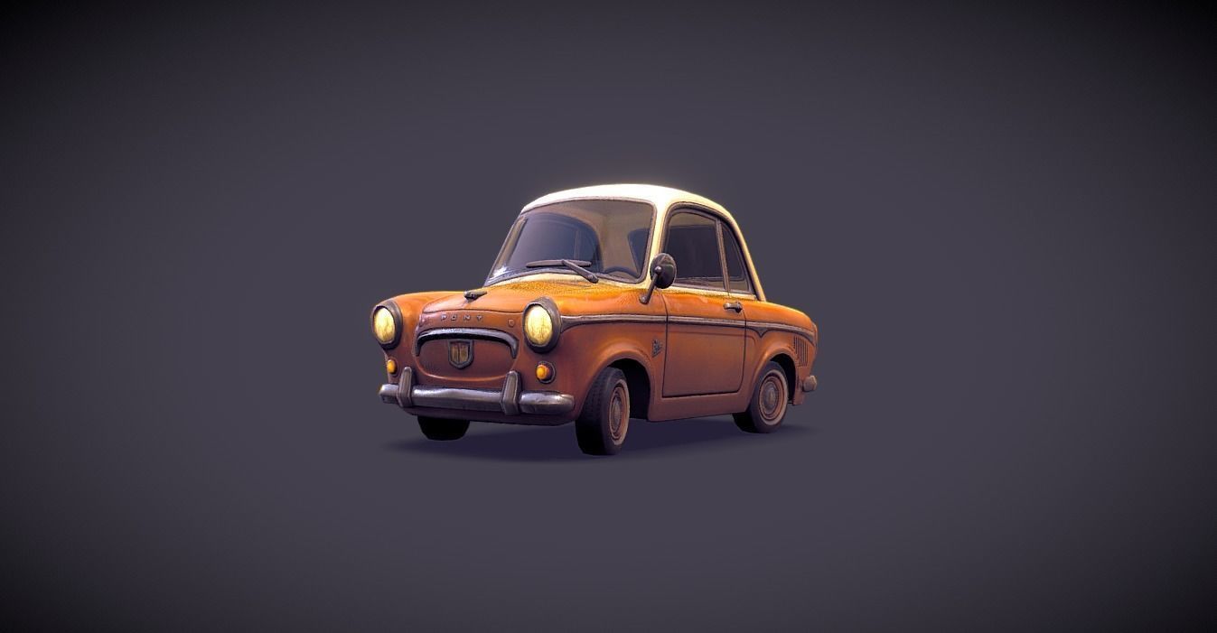 Pony cartoon car free 3D model | CGTrader