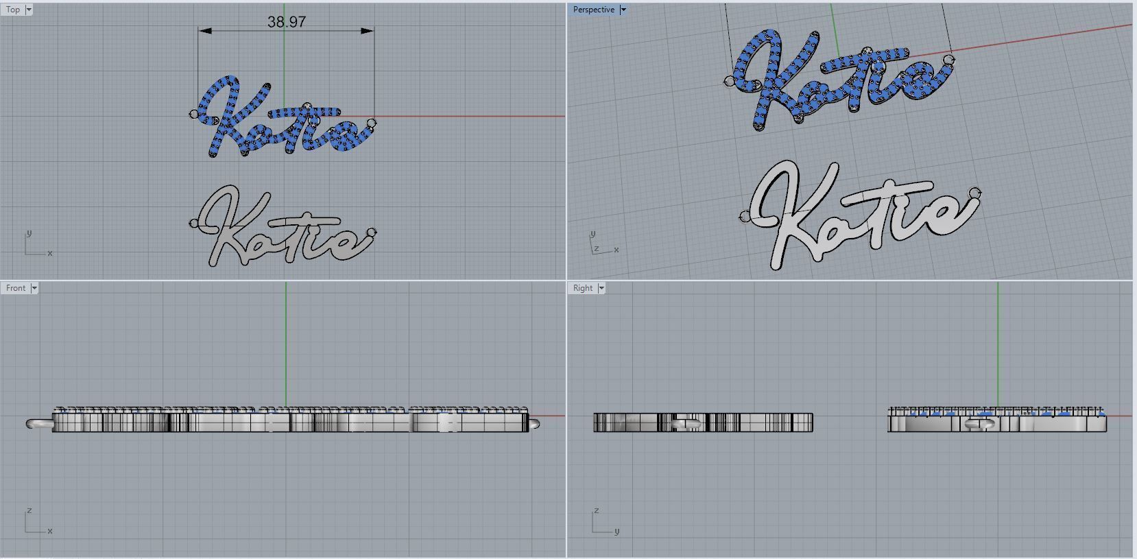 name Katia pendant 3D model 3D printable | CGTrader