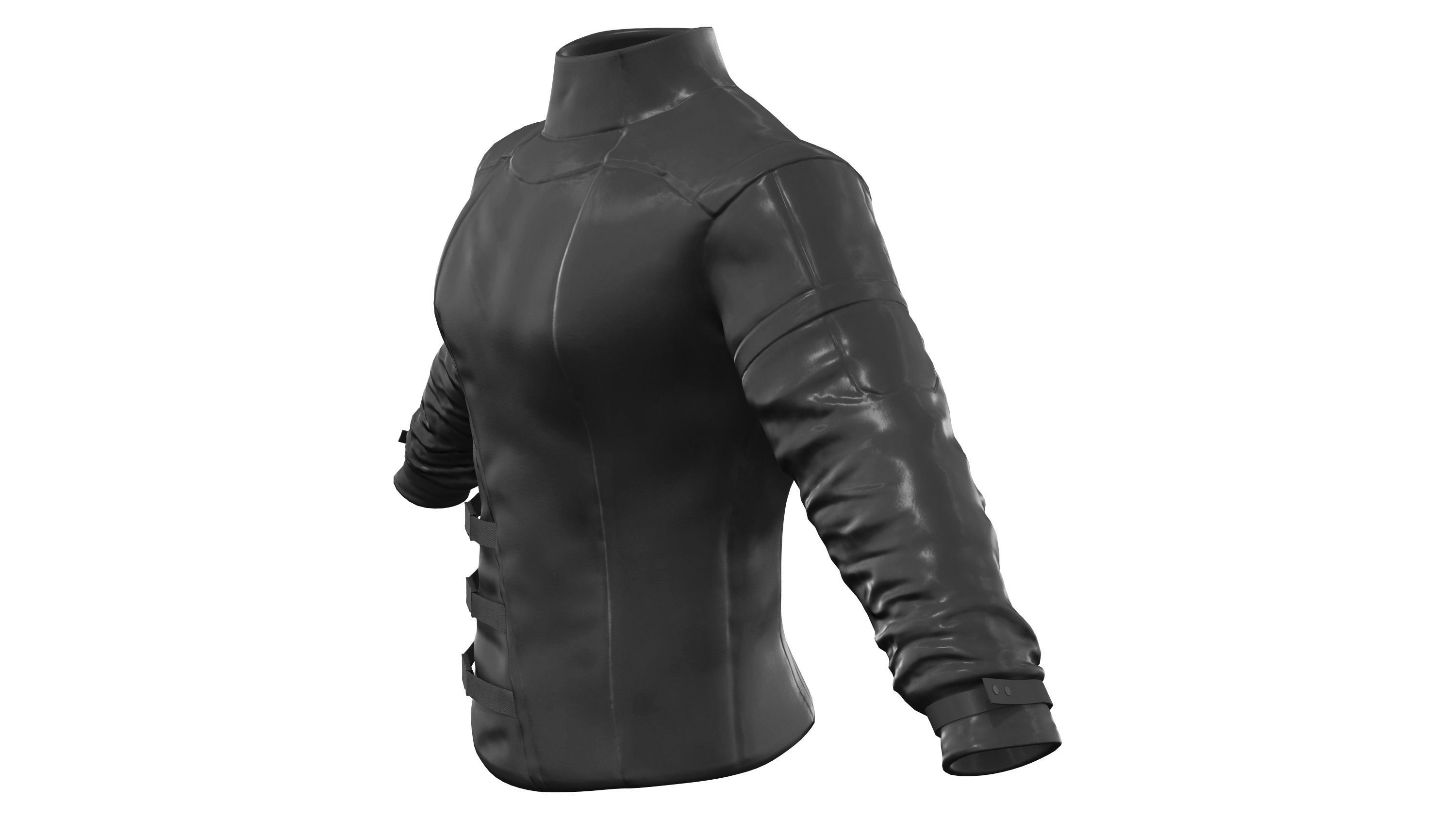 3D model Male Black Leather Futuristic Dystopian Rider Jacket VR / AR ...