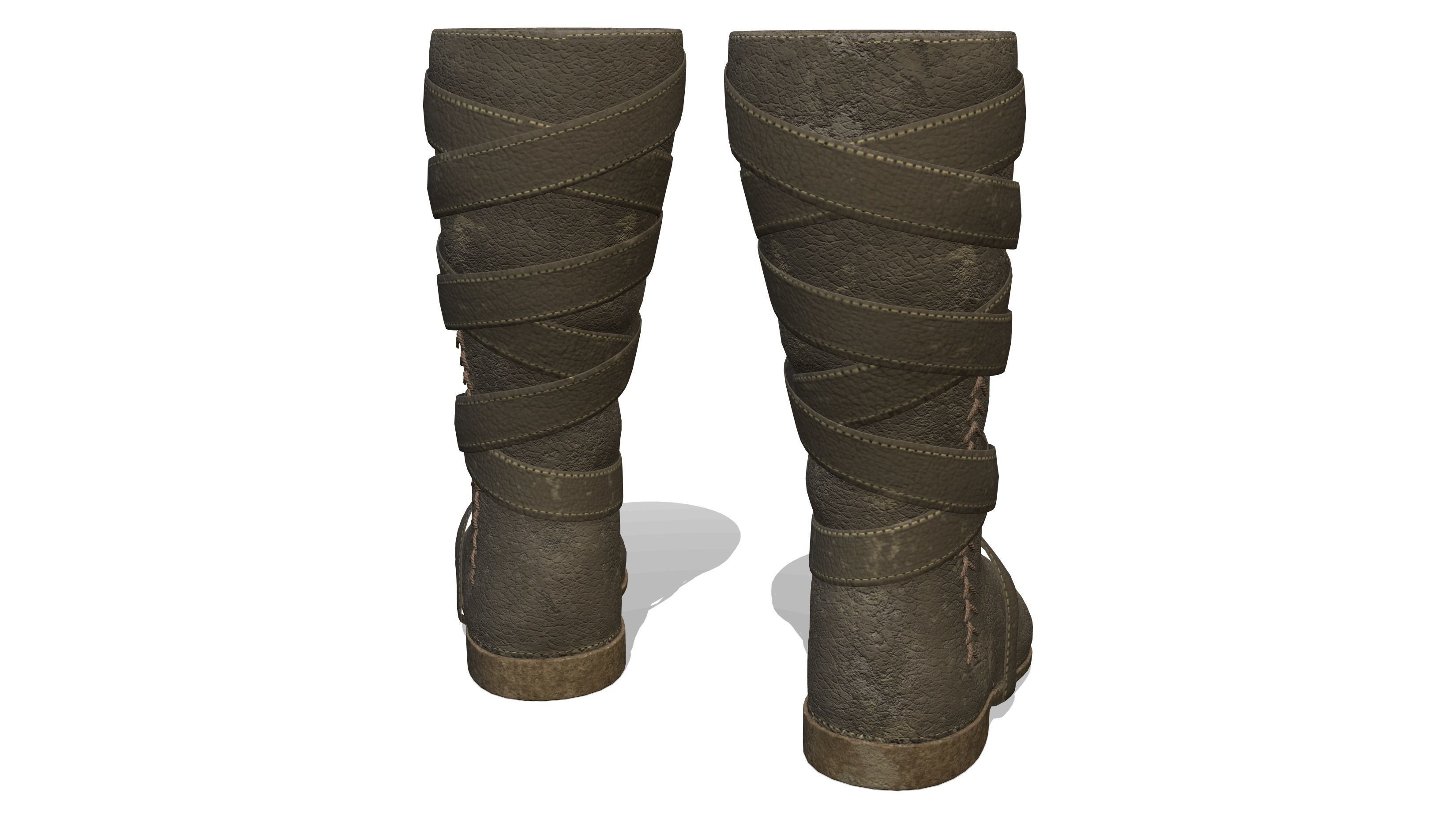 3D model Medieval Male Swordsman Boots VR / AR / low-poly | CGTrader