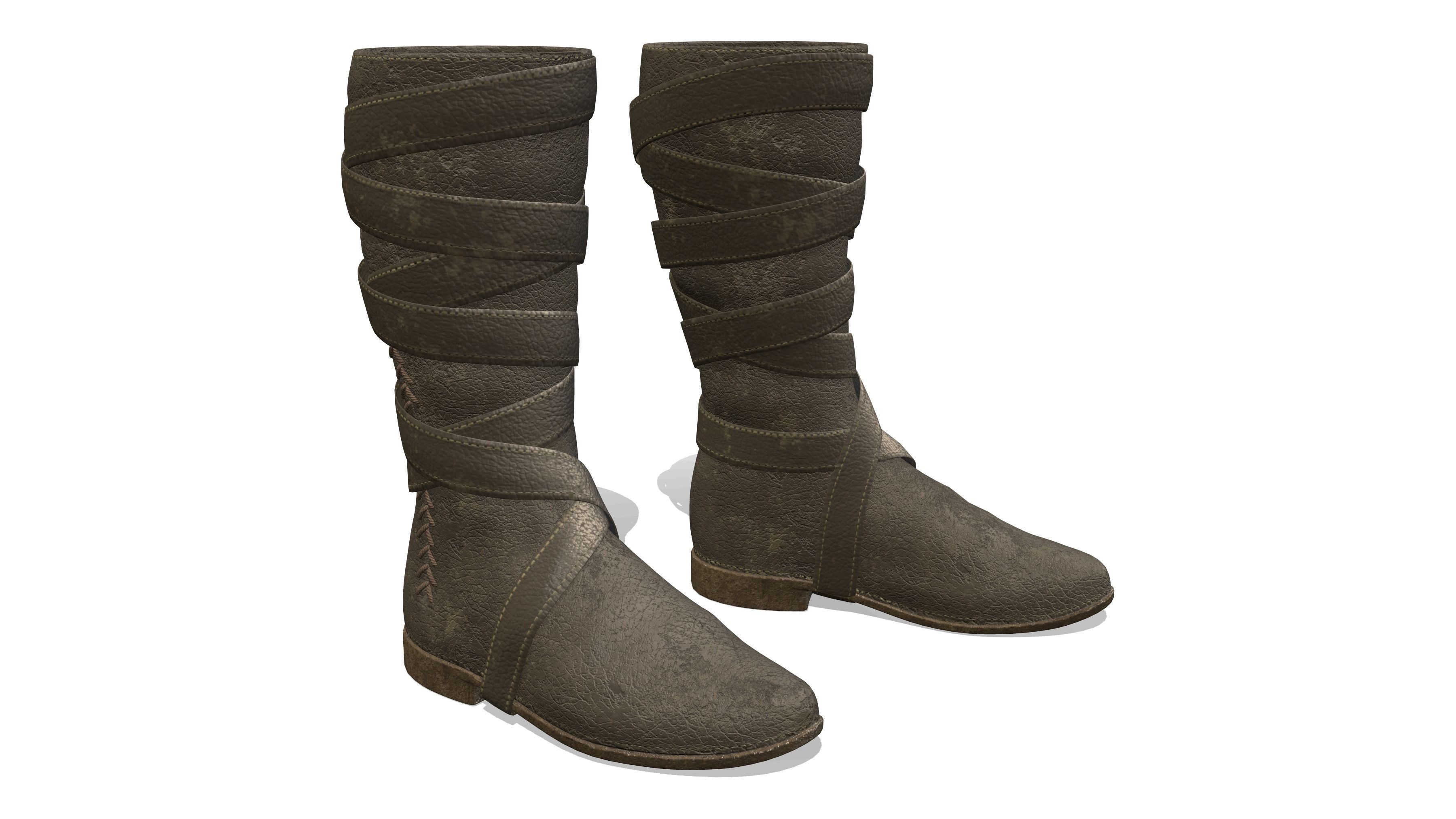 3D model Medieval Male Swordsman Boots VR / AR / low-poly | CGTrader