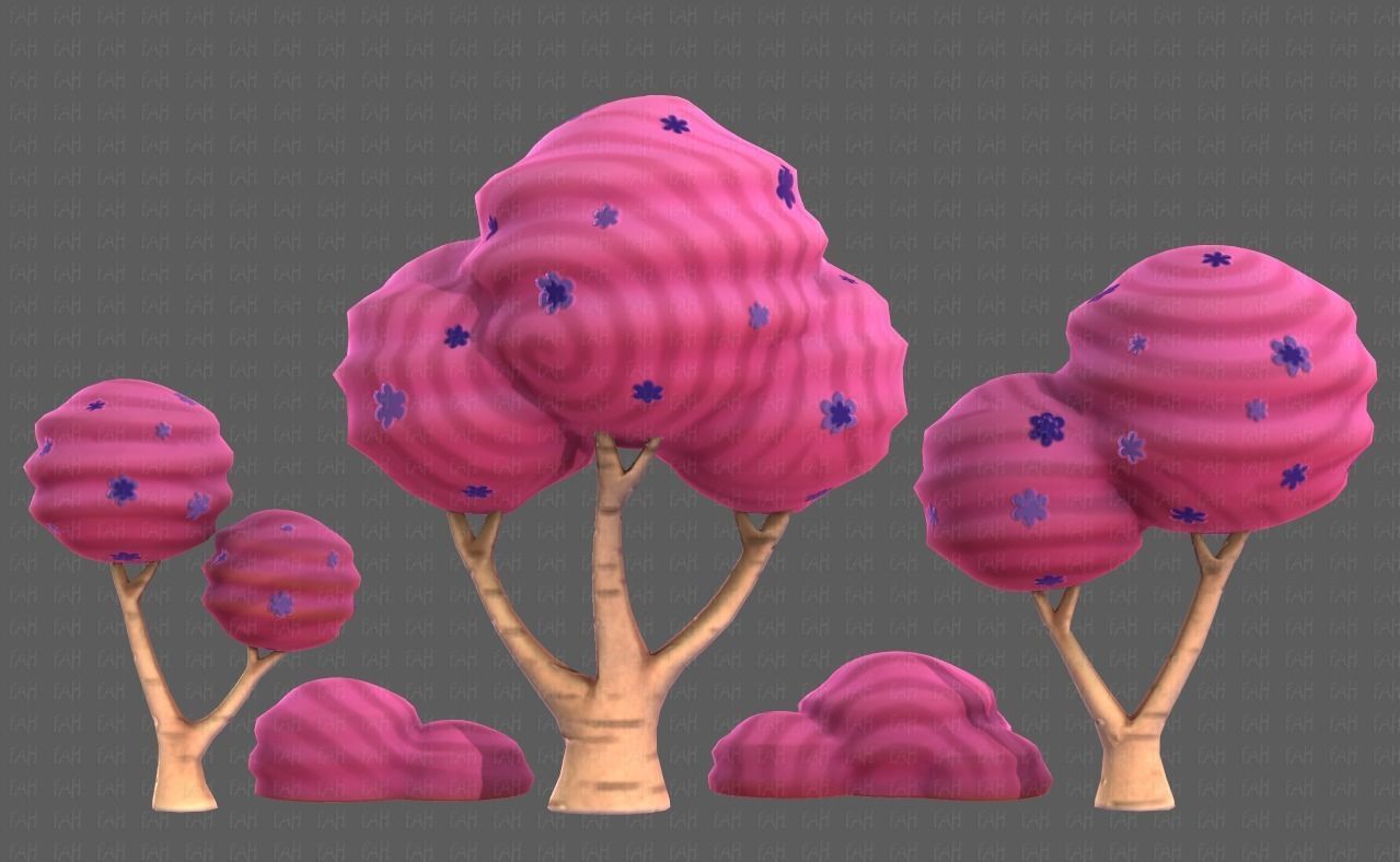 3D model Trees Cartoon V30 VR / AR / low-poly | CGTrader