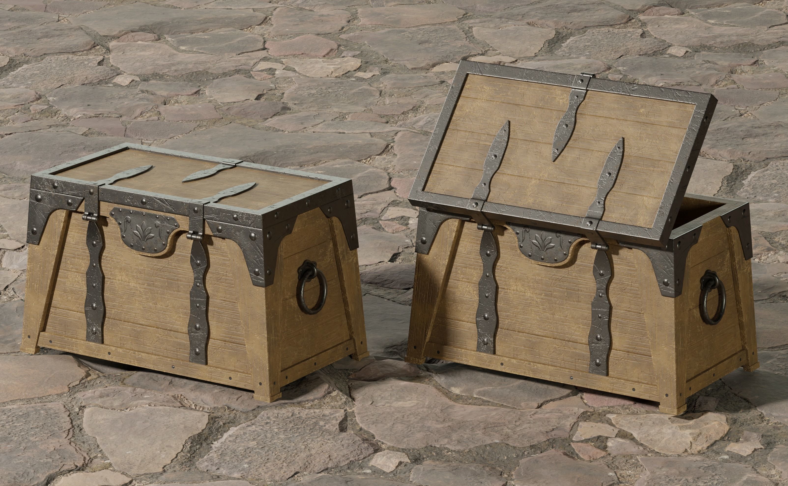3D model LowPoly Medieval Treasure Chest Pack VR / AR / low-poly | CGTrader