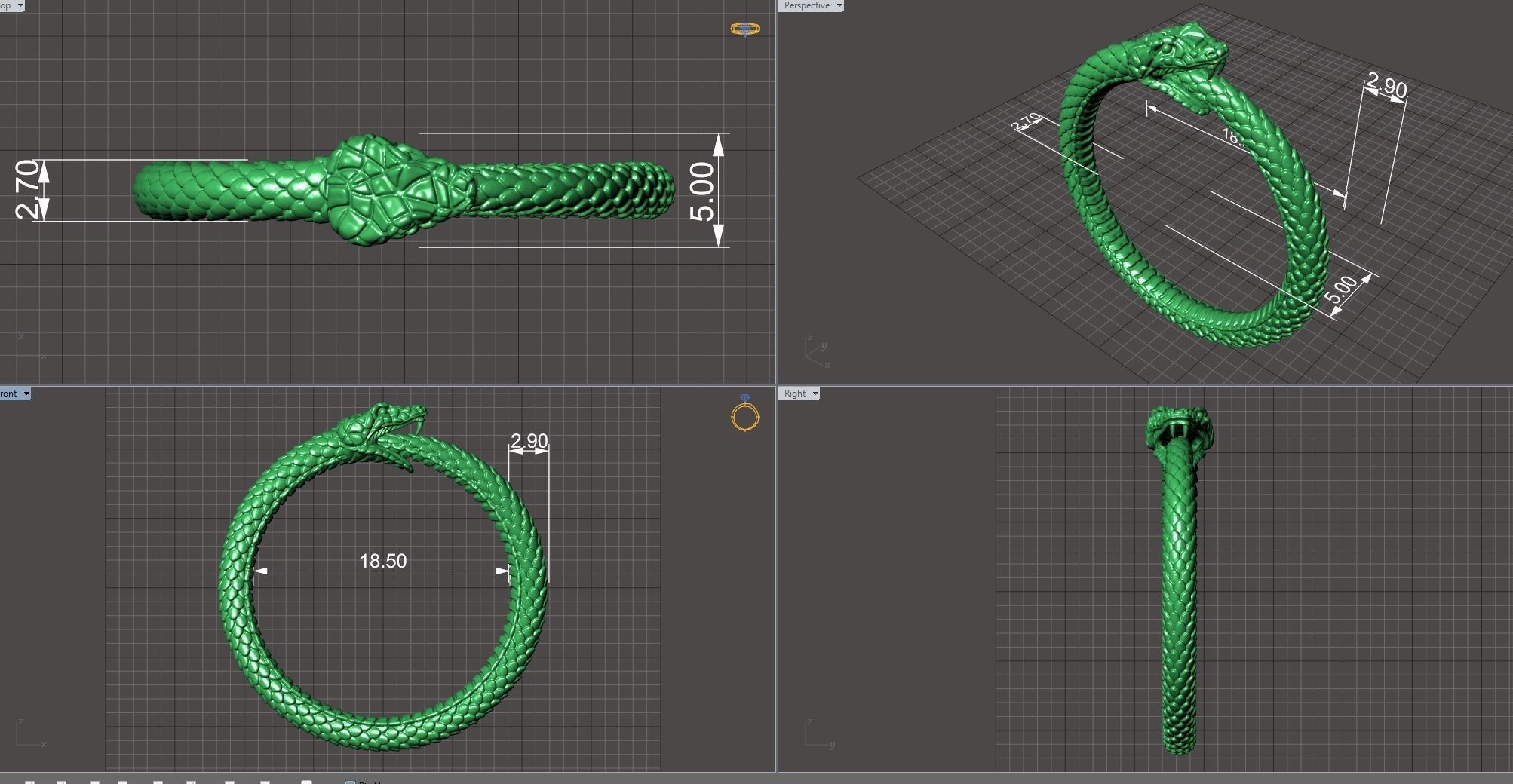Ouroboros snake ring r-5 3D model 3D printable | CGTrader