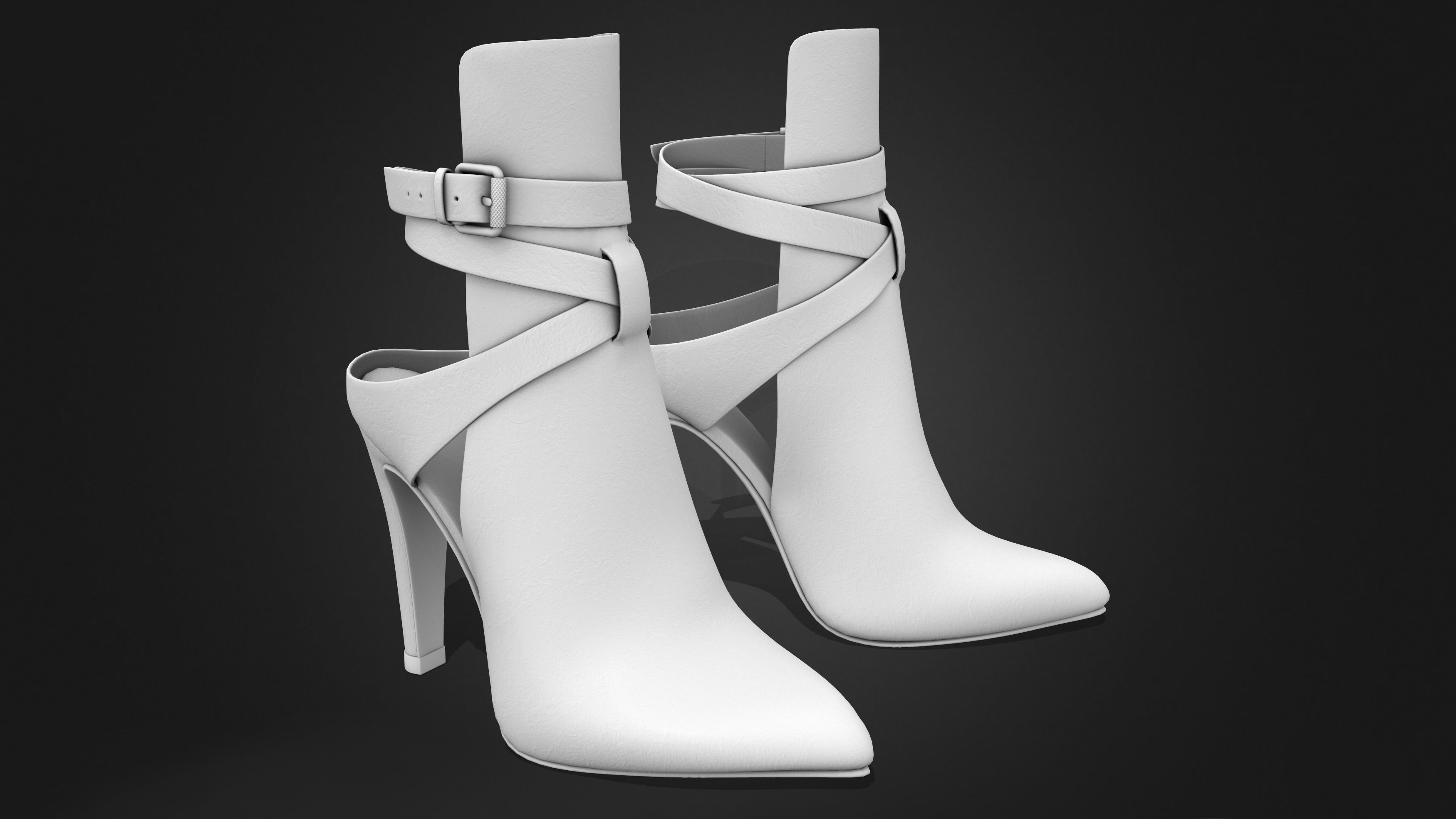3D model Pointy Toe Open Back Booties VR / AR / low-poly | CGTrader