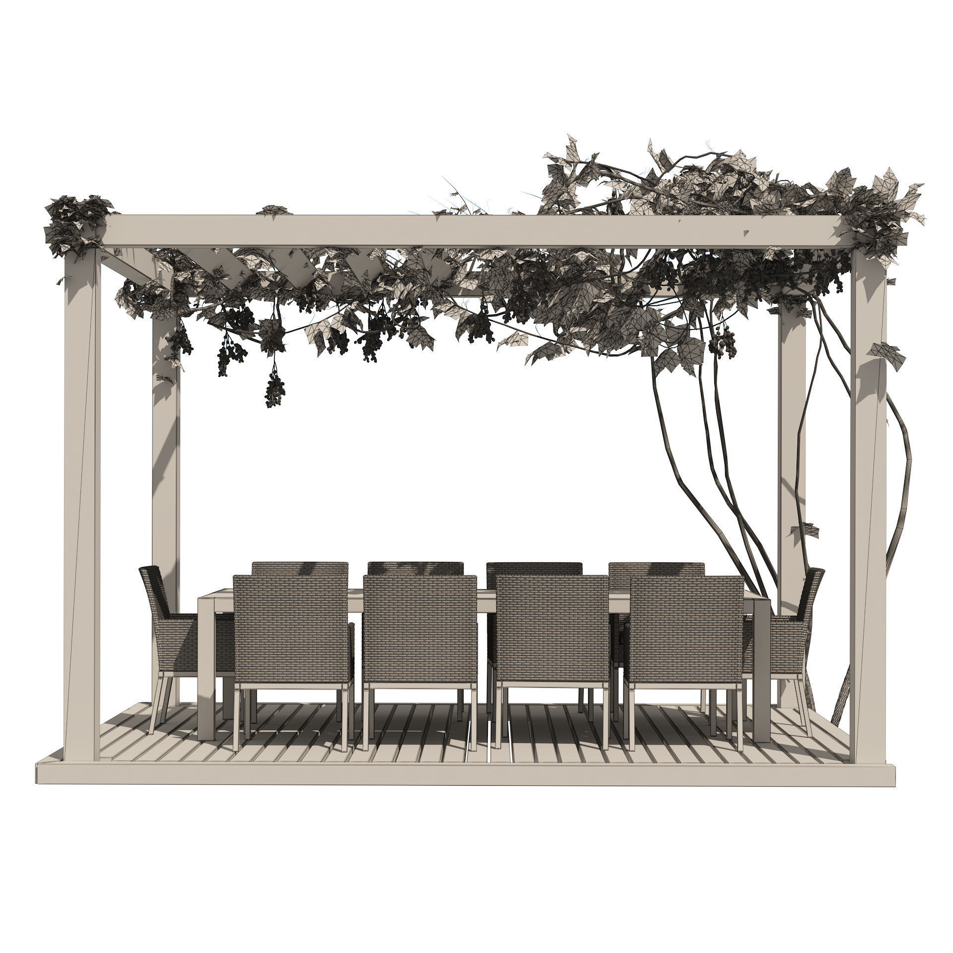 Modern pergola with climber grapevine 3d model 3D model | CGTrader