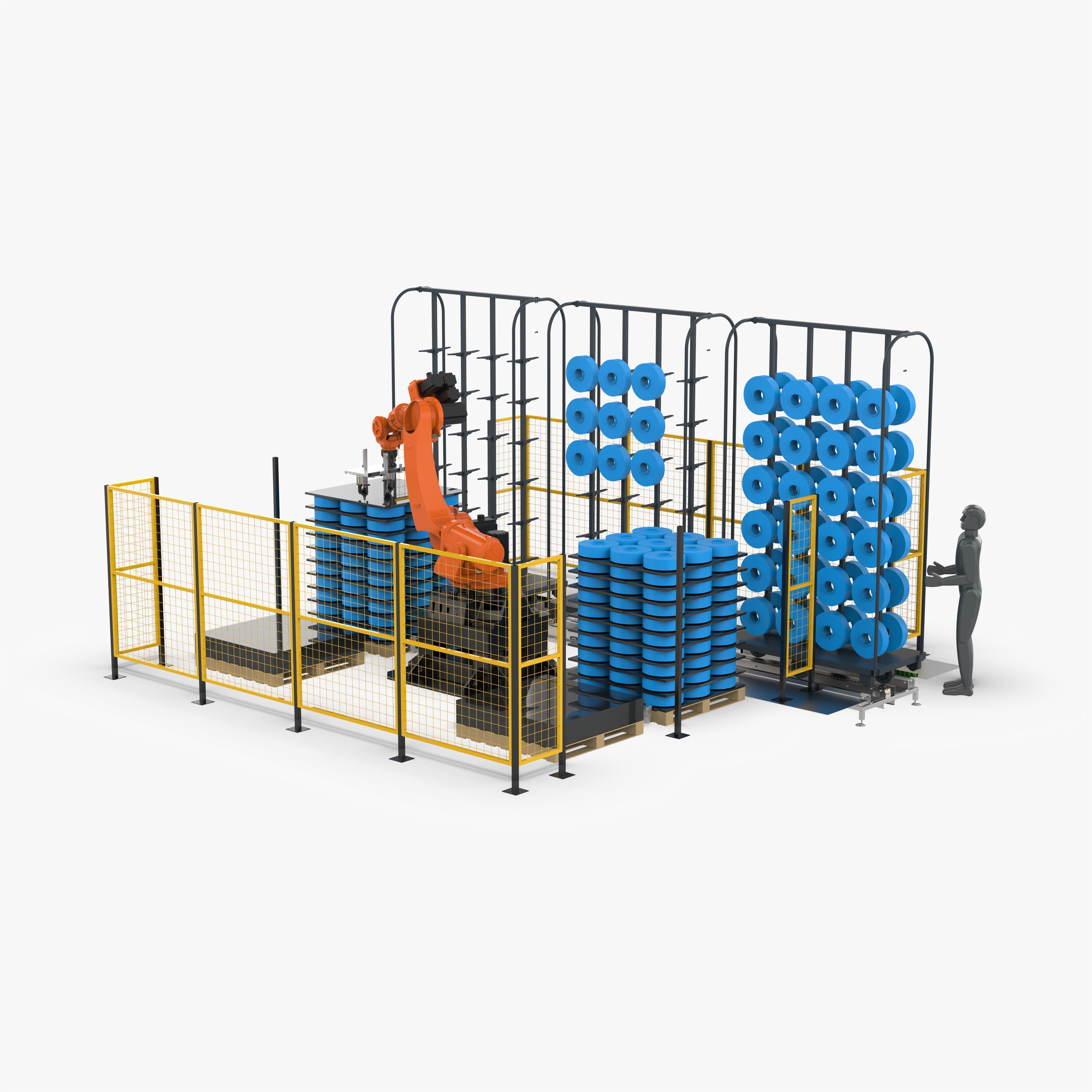 Automatic Robot Bobbin Loading Workstation 3D model | CGTrader