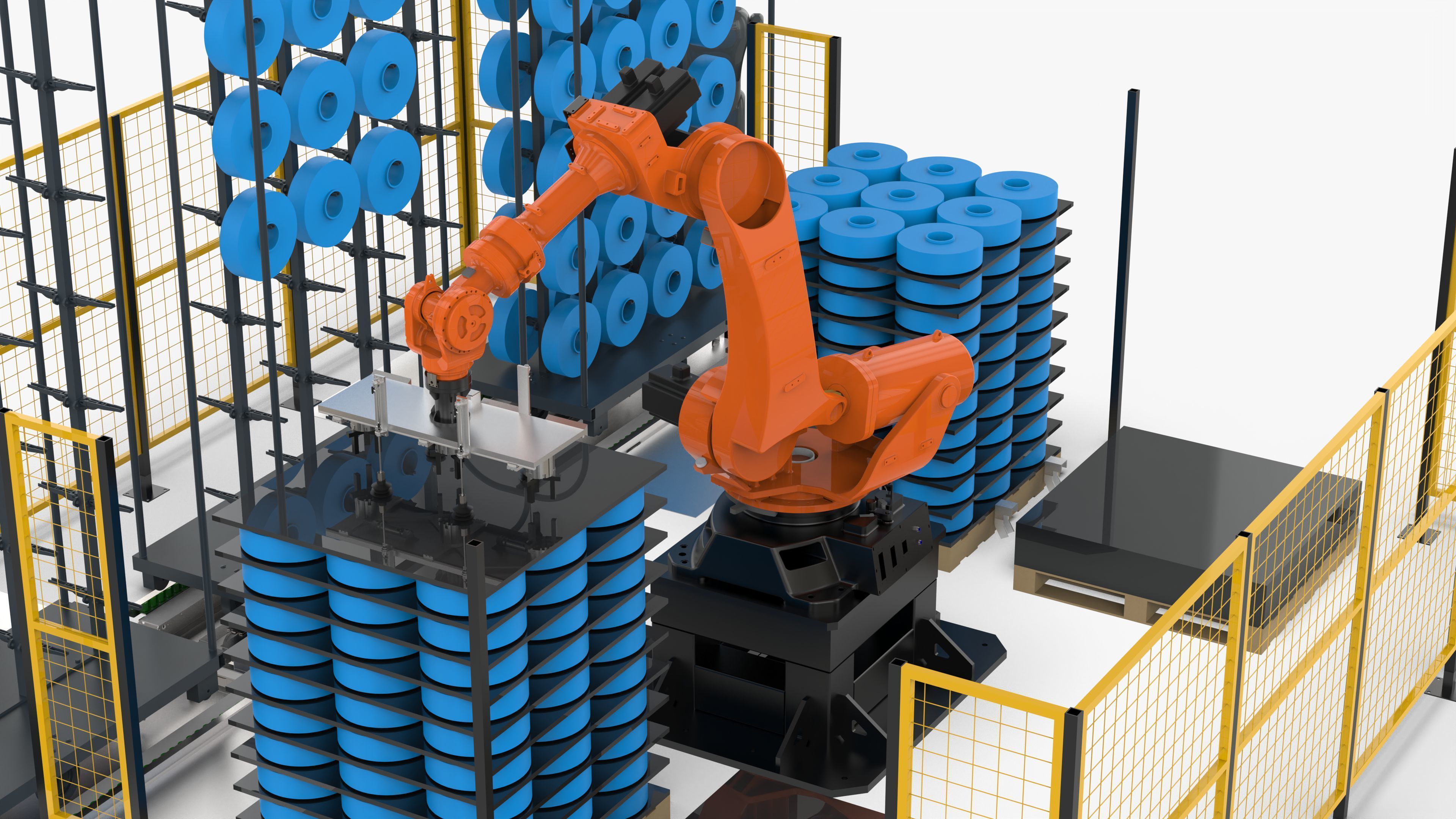 Automatic Robot Bobbin Loading Workstation 3D model | CGTrader