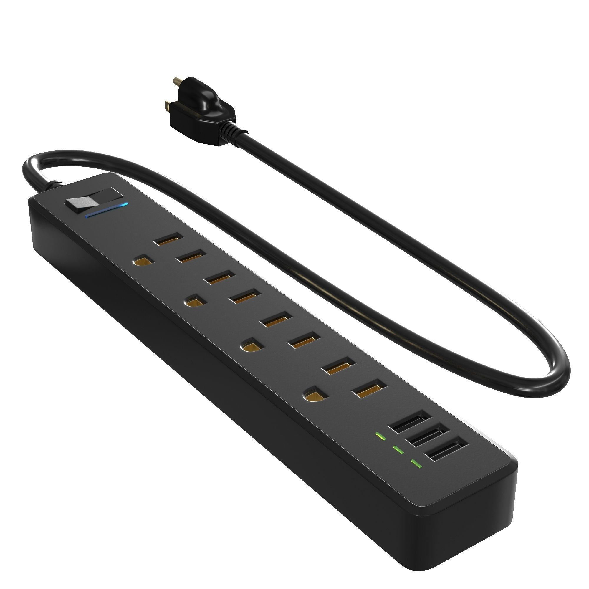 3D model electrical extension black cord 4 in one cable 3D model VR ...