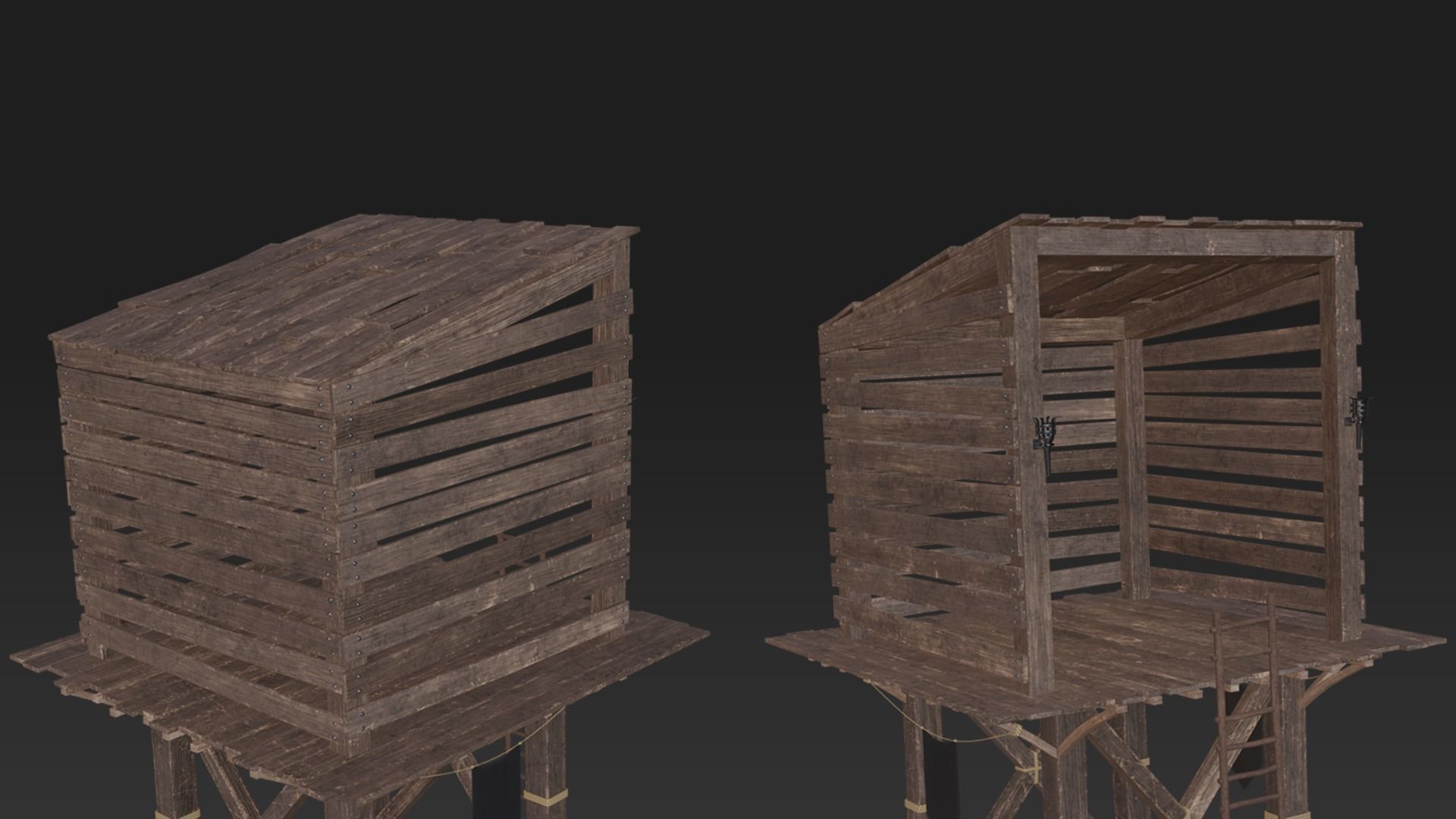 3D model Wooden Medieval Watchtower-Plus Probs And Texture-Game Ready ...