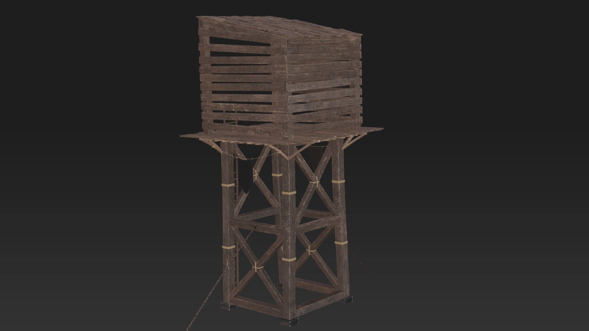 3D model Wooden Medieval Watchtower-Plus Probs And Texture-Game Ready ...