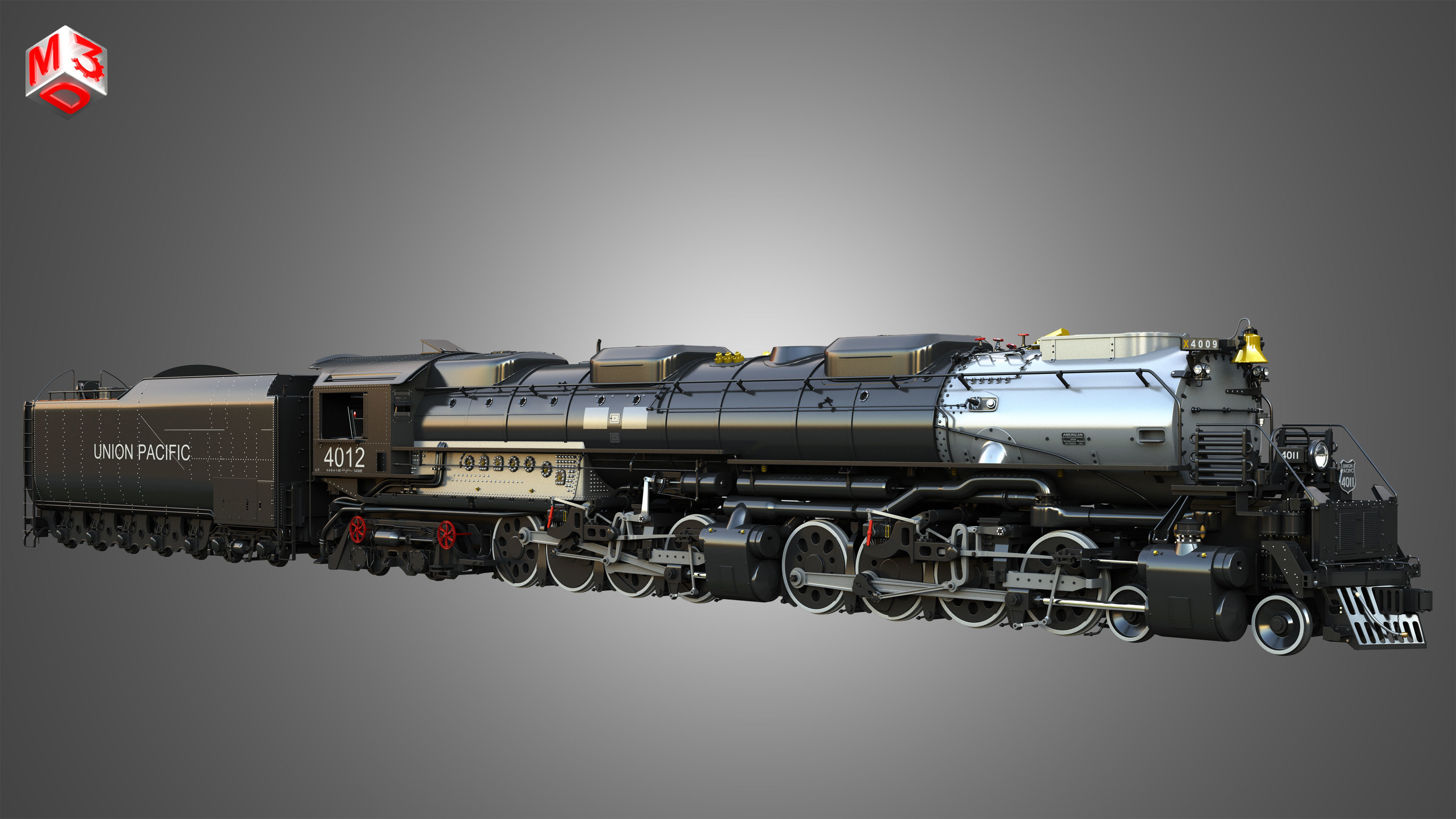 Big Boy 4014 - Steam Locomotive With Coal Wagon 3D model | CGTrader