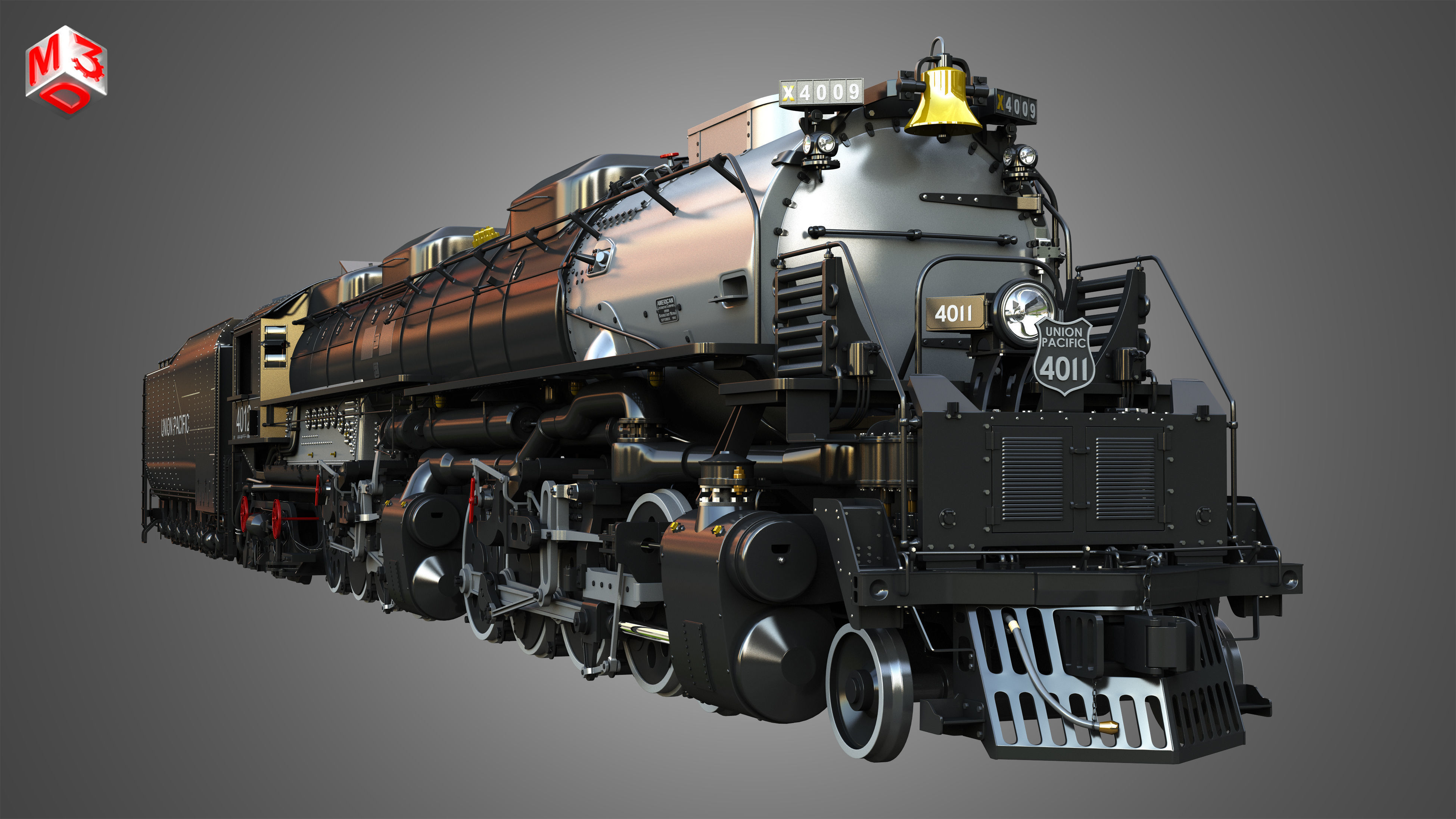 Big Boy 4014 - Steam Locomotive With Coal Wagon 3D model | CGTrader