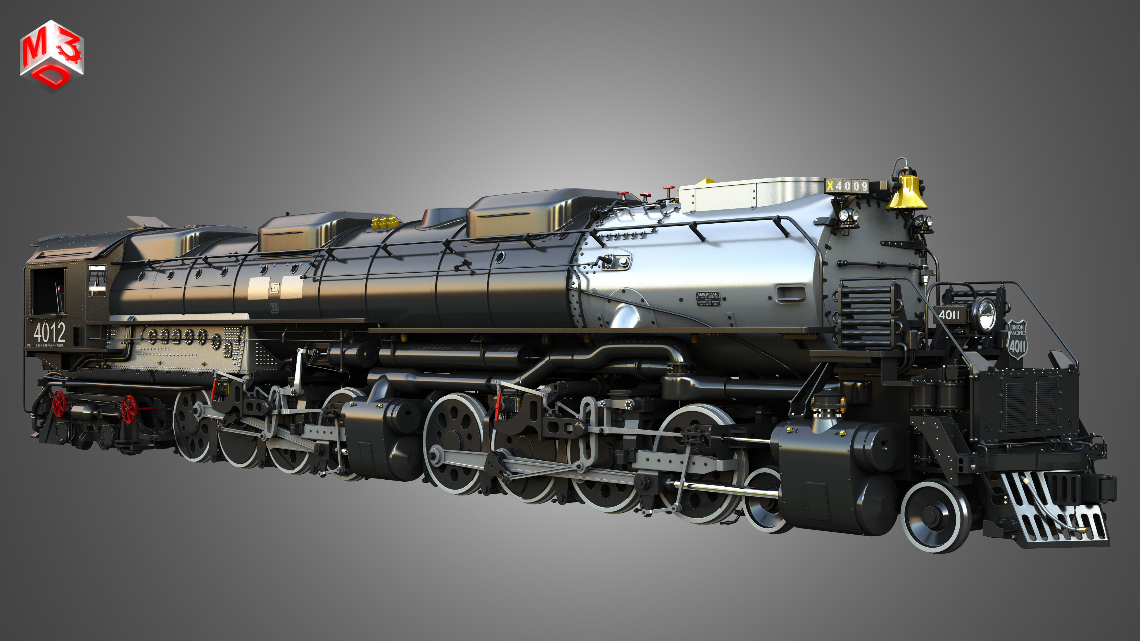 Big Boy 4014 - Steam Locomotive With Coal Wagon 3D model | CGTrader