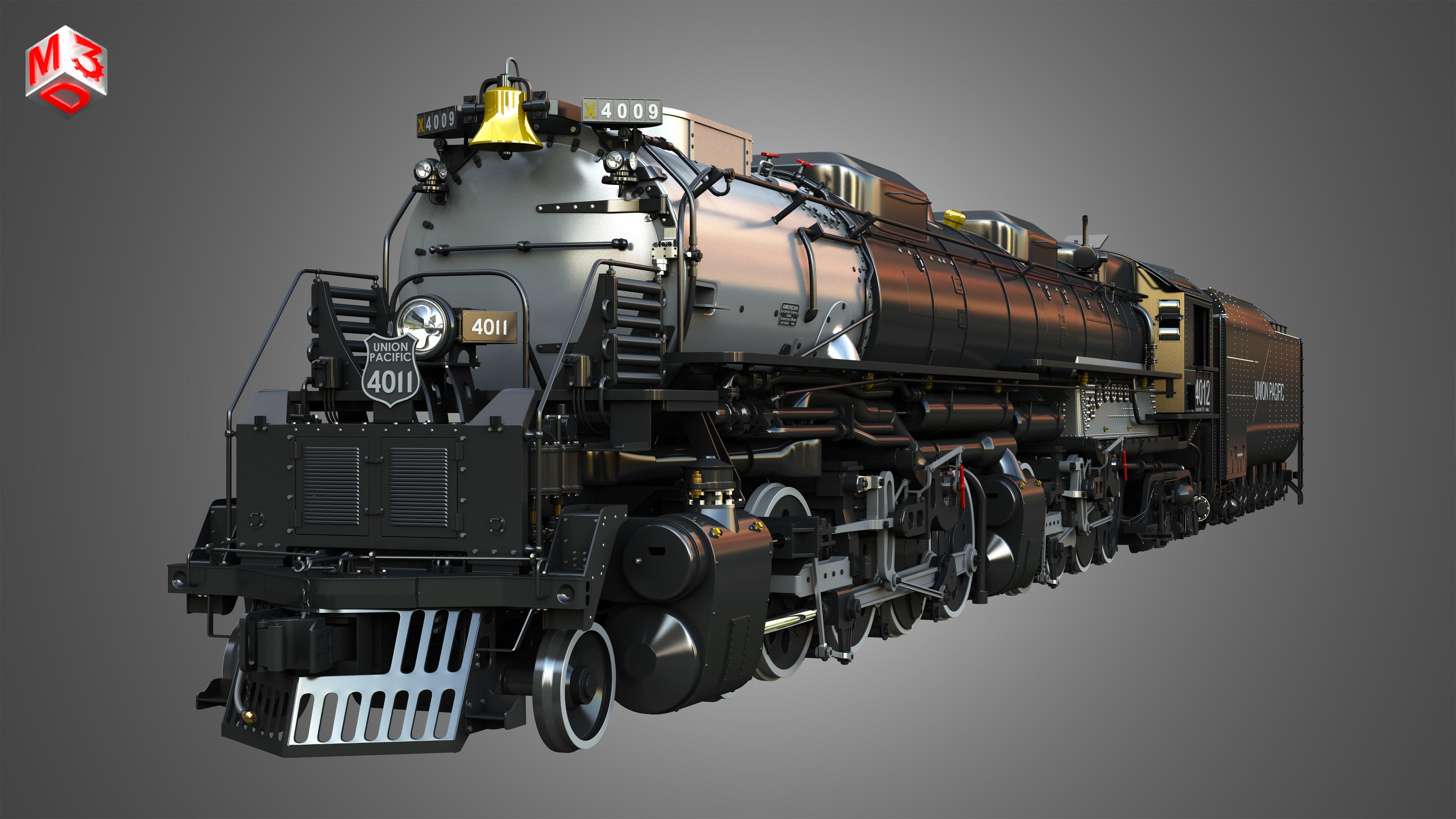 Big Boy 4014 - Steam Locomotive With Coal Wagon 3D model | CGTrader