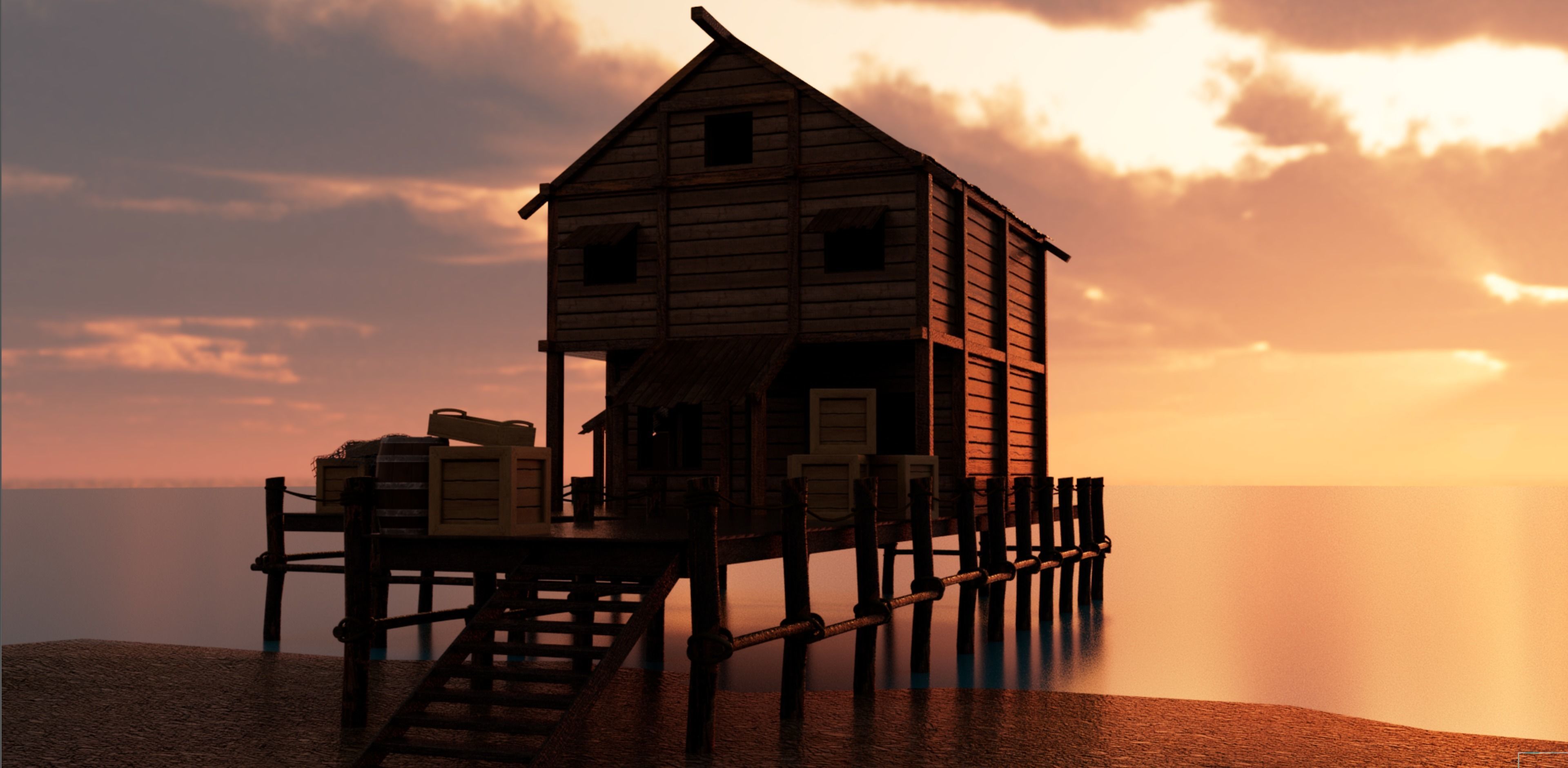 3D model Deck hut VR / AR / low-poly | CGTrader