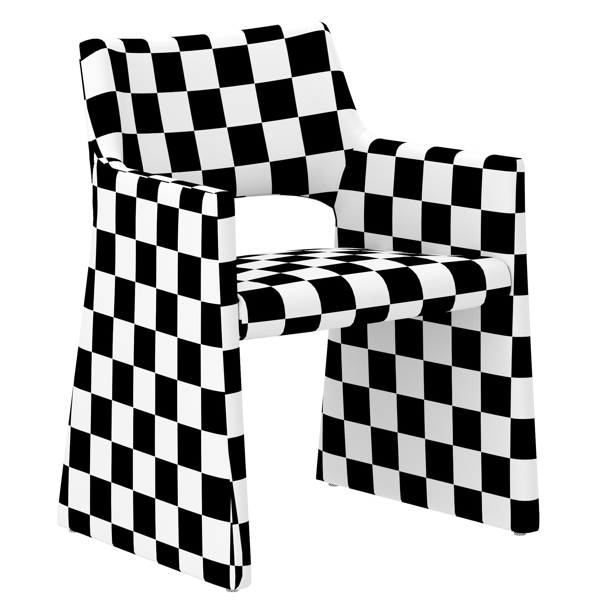 Foley Faux Mohair Dining Armchair CB2 3D model | CGTrader