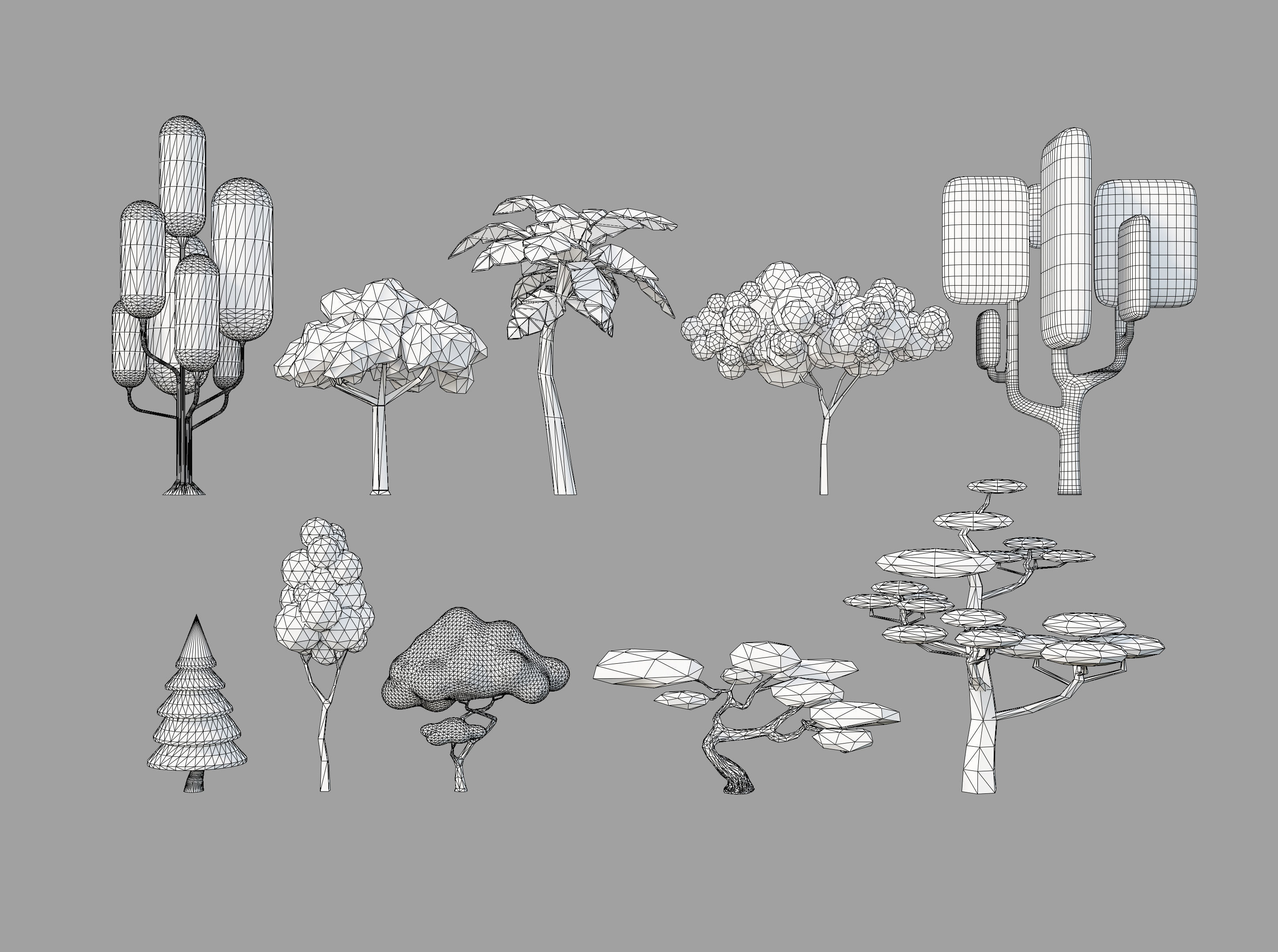 3D model Low poly tree pack VR / AR / low-poly | CGTrader