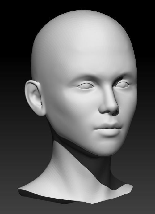 Female head base mesh 8 3D model | CGTrader