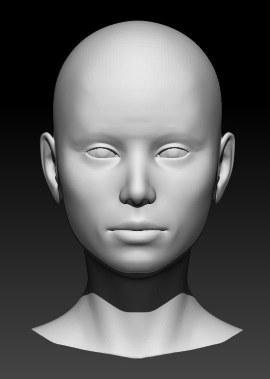 Female head base mesh 14 3D model | CGTrader