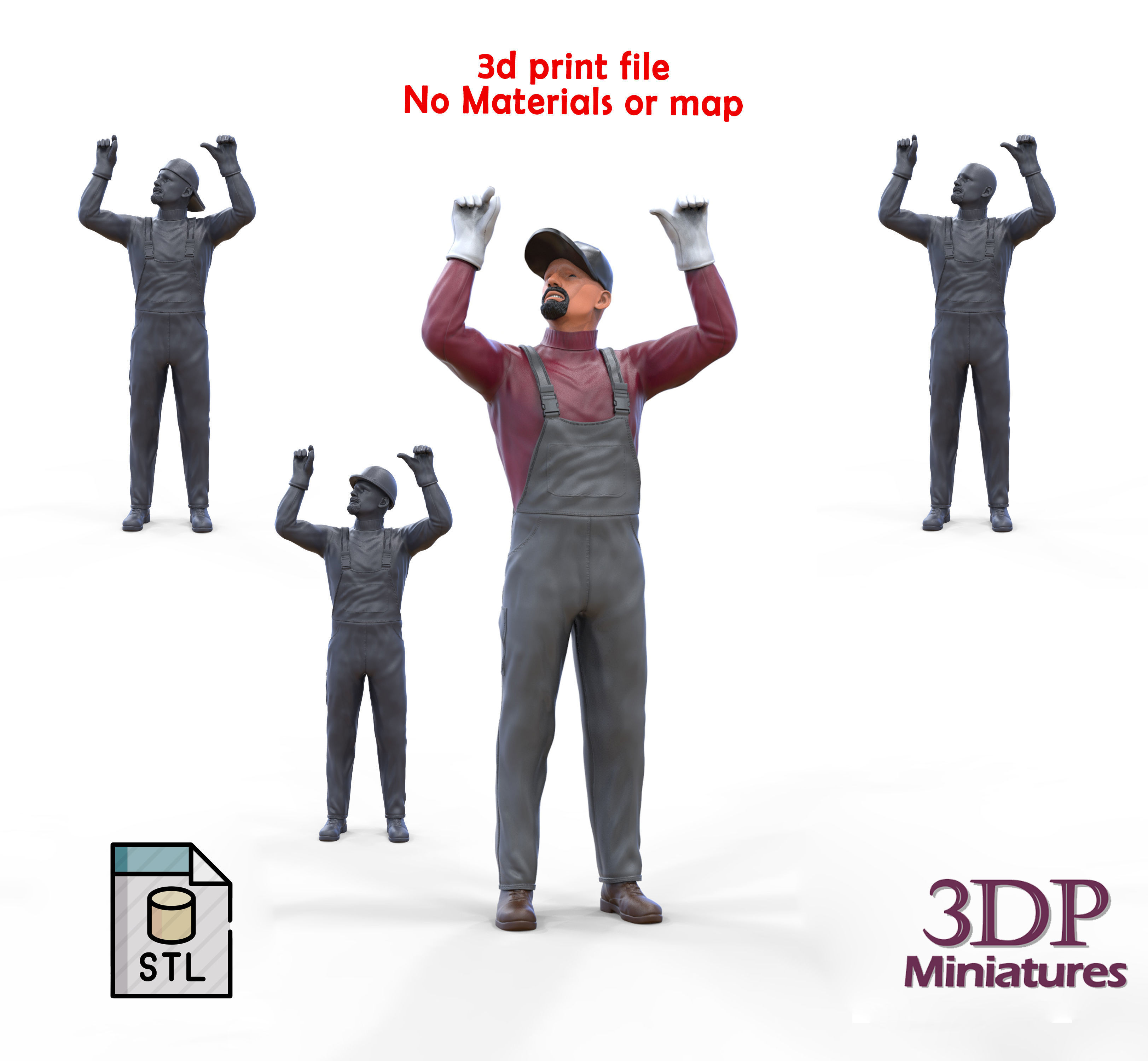 N2 Mechanic Crew working under a car or construction worker 3D model 3D ...