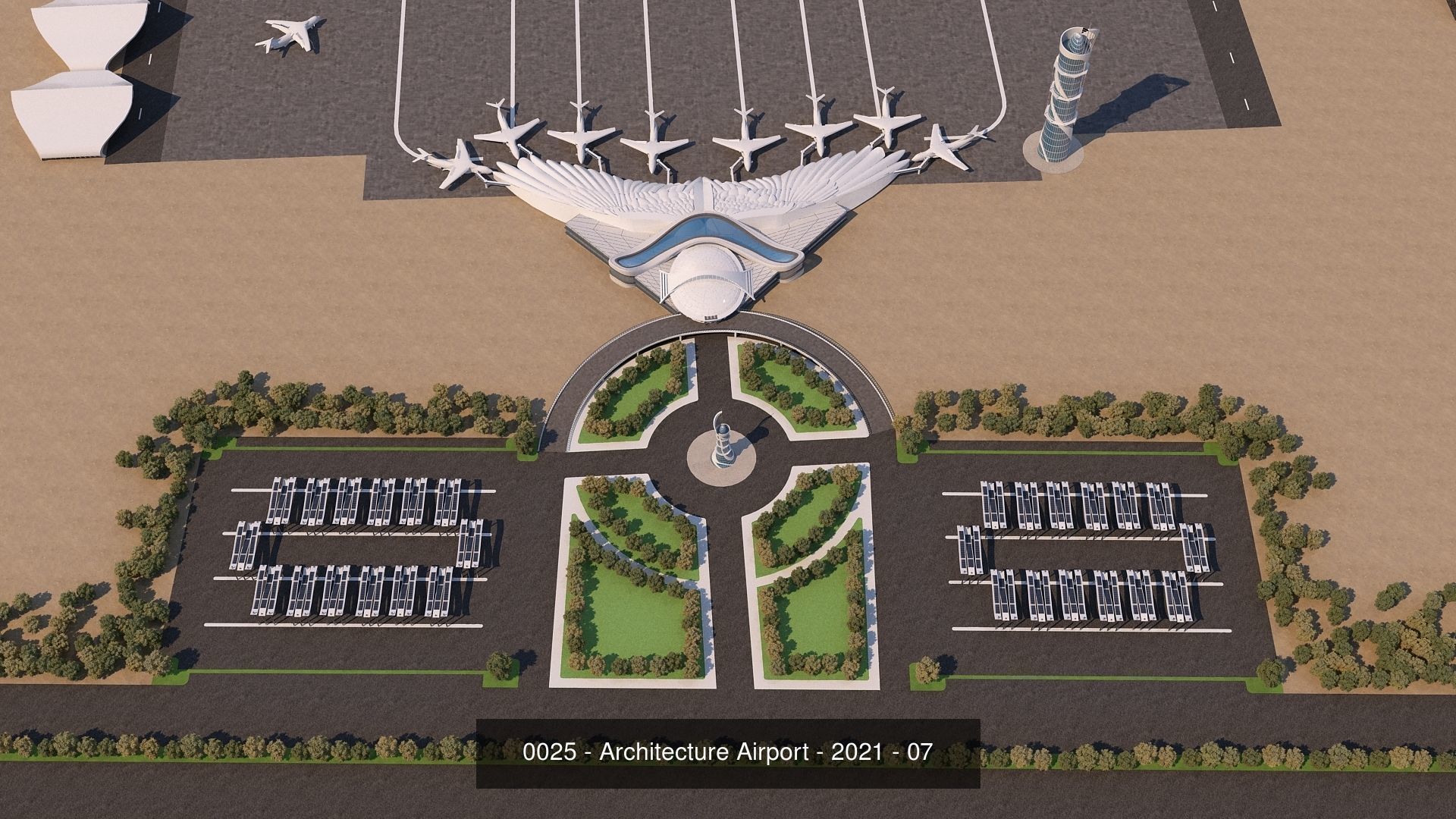 10 Full Scenes Projects - Architecture Airports - Big Bundle 3D Model ...
