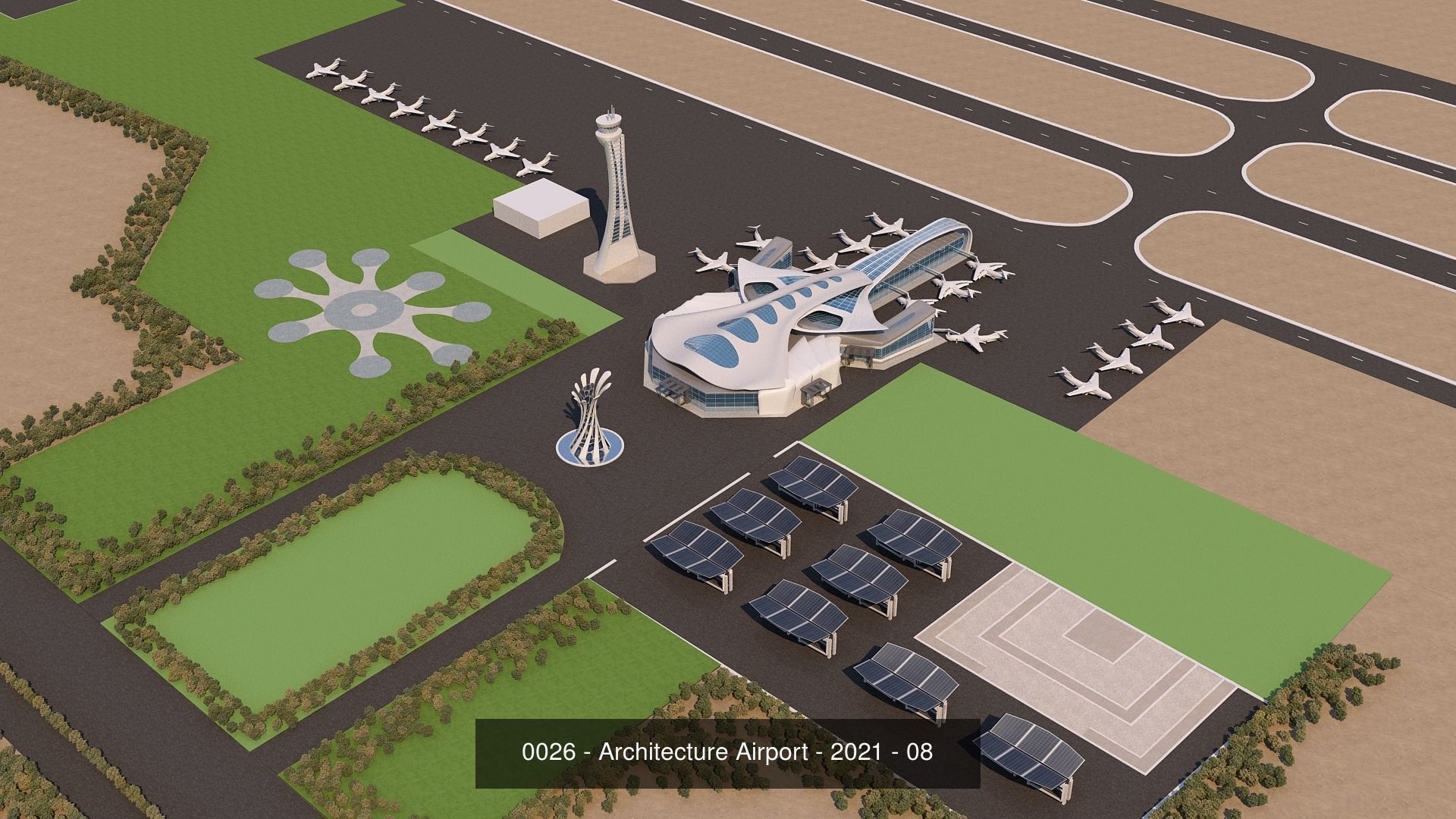 10 Full Scenes Projects - Architecture Airports - Big Bundle 3D Model ...