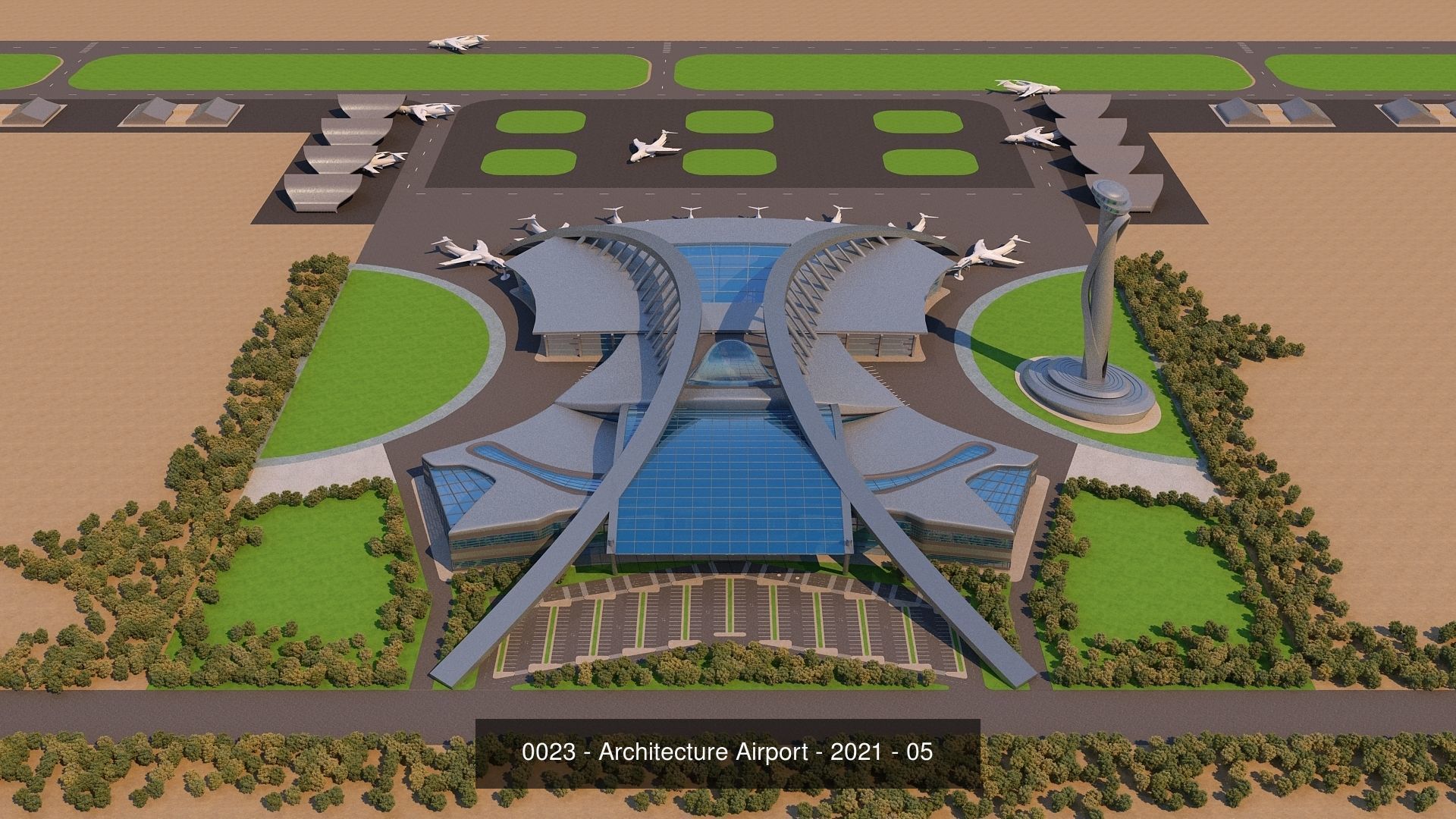 10 Full Scenes Projects - Architecture Airports - Big Bundle 3D Model ...