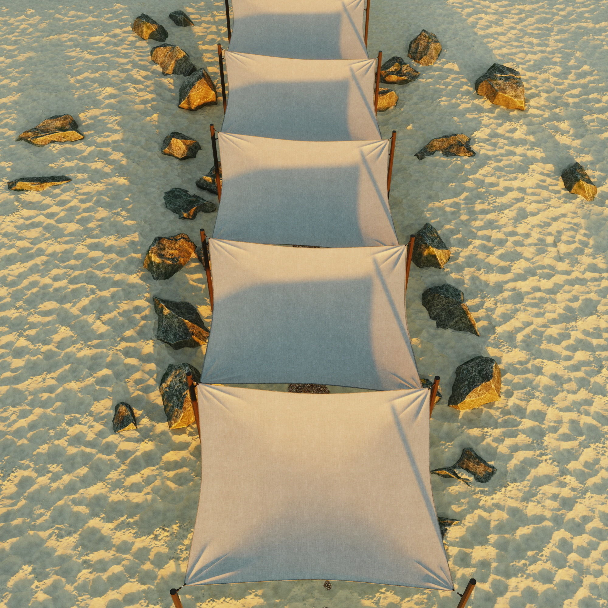 Shade Canopy vs rocks and sand 3D model | CGTrader