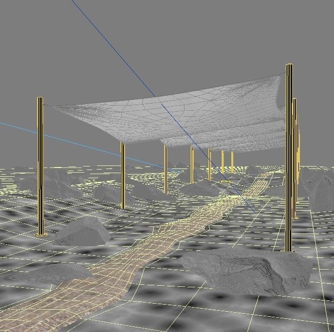 Shade Canopy vs rocks and sand 3D model | CGTrader