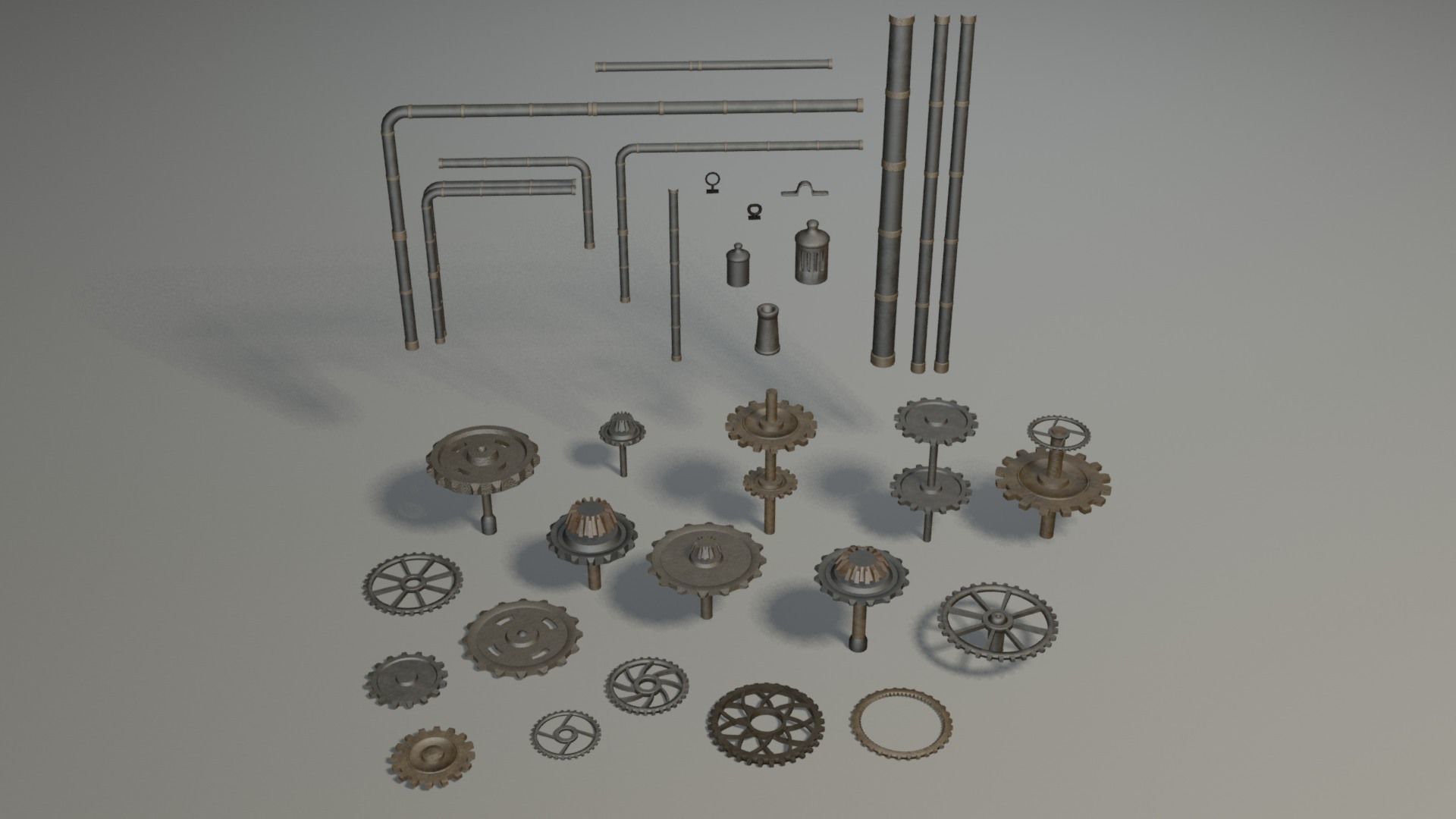 3D model Gears and tubes VR / AR / low-poly | CGTrader