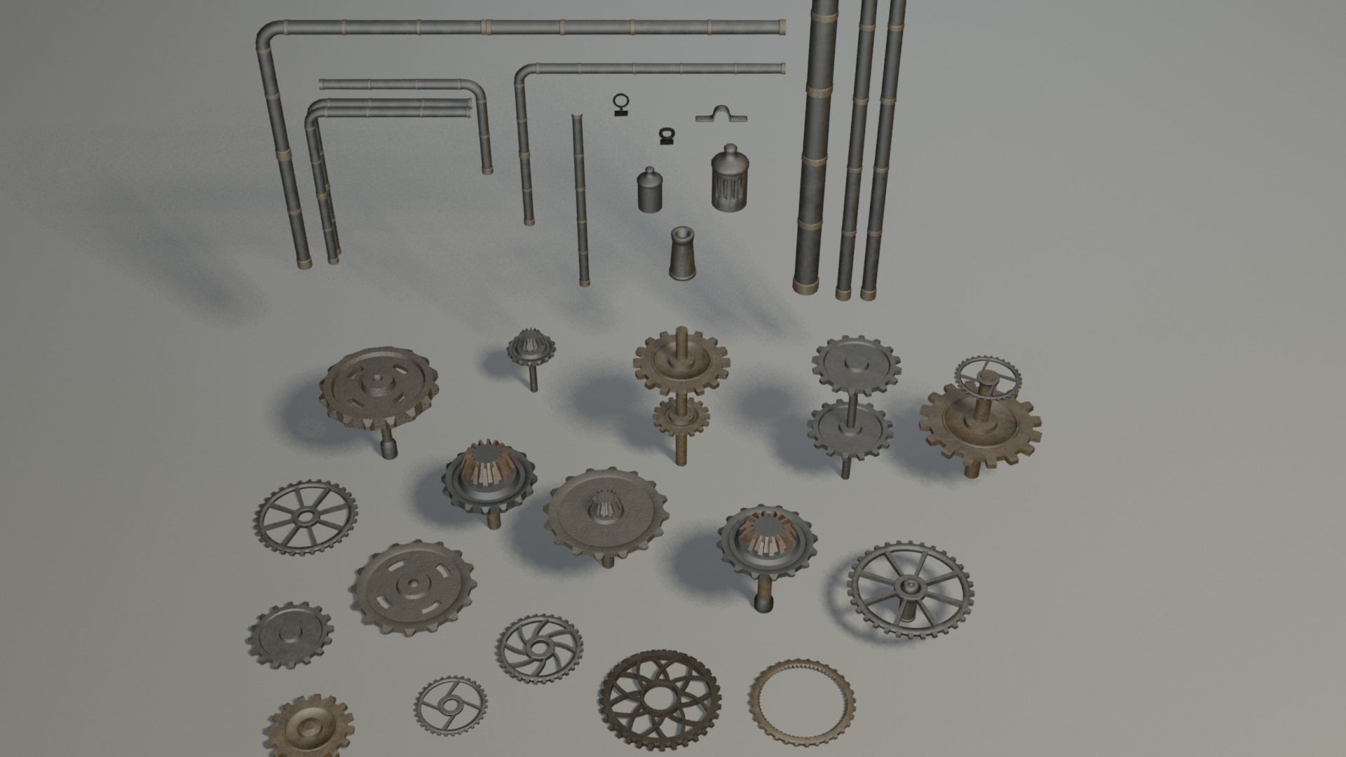 3D model Gears and tubes VR / AR / low-poly | CGTrader