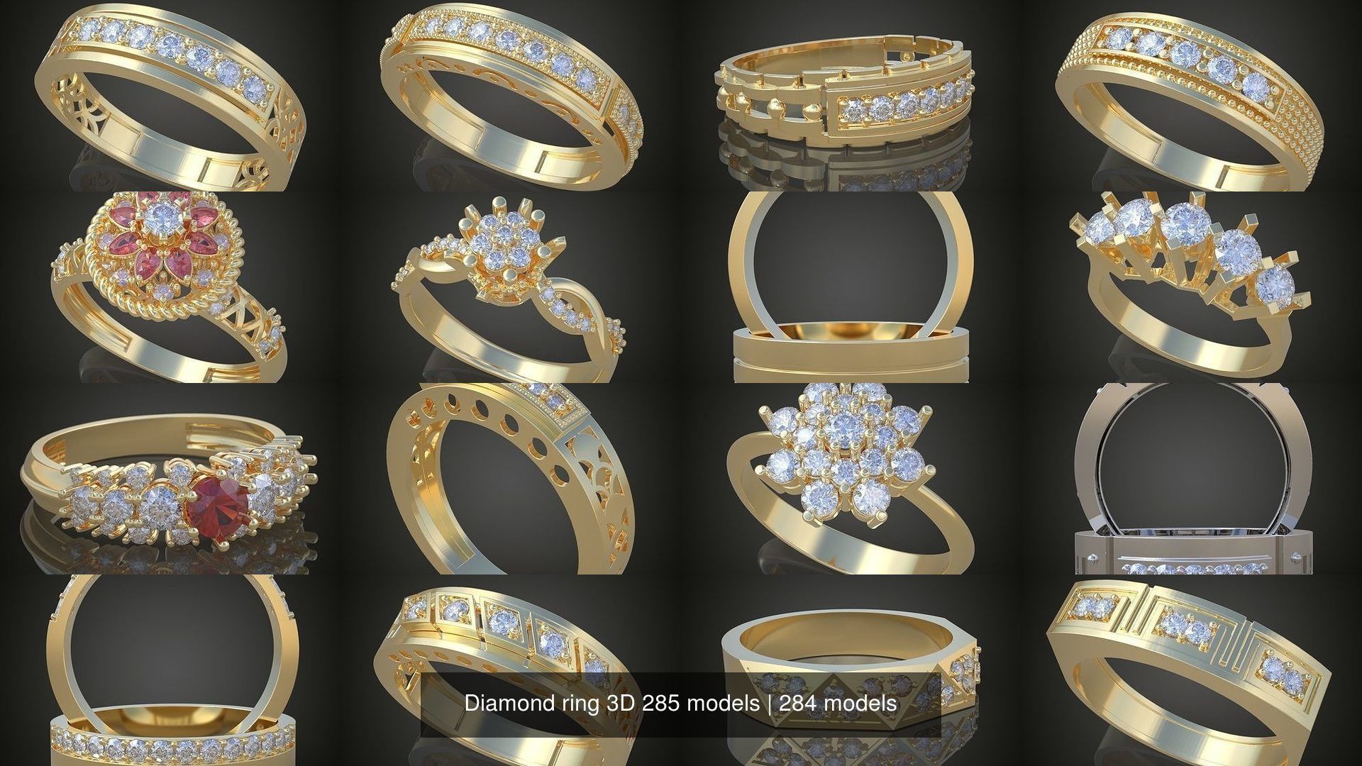 Diamond ring 3D 285 models 3D Model Collection | CGTrader
