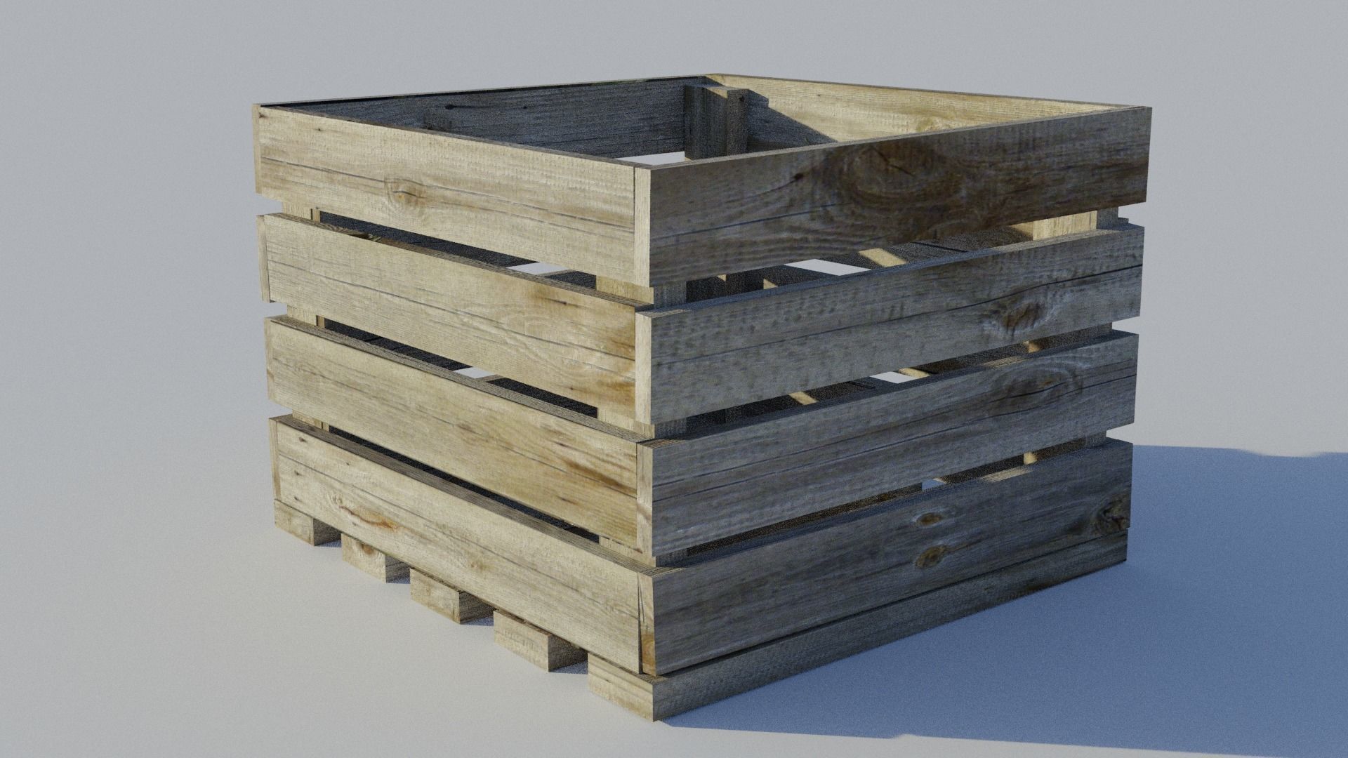 3D model Simple Wooden Open-style Crate With Gaps VR / AR / low-poly ...