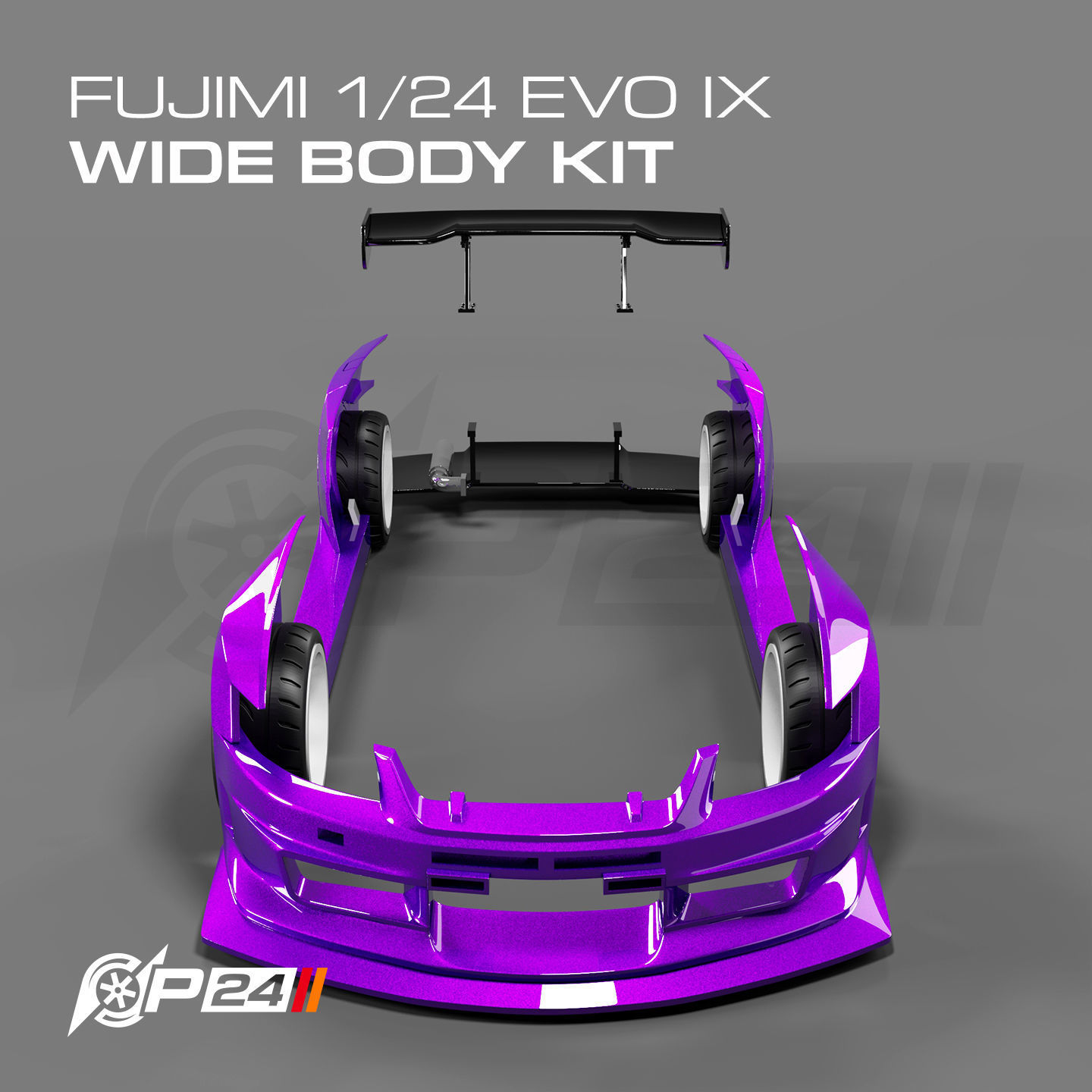 Fujimi Mitsubishi Evo IX custom wide body kit 3D model 3D printable ...