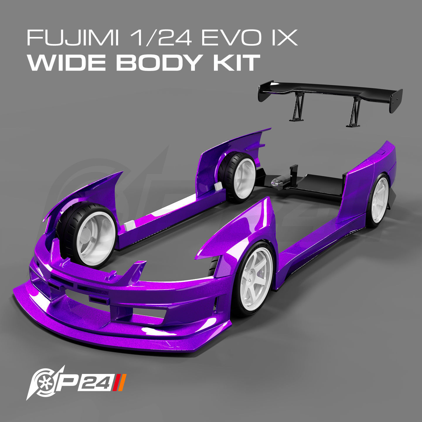 Fujimi Mitsubishi Evo IX custom wide body kit 3D model 3D printable ...