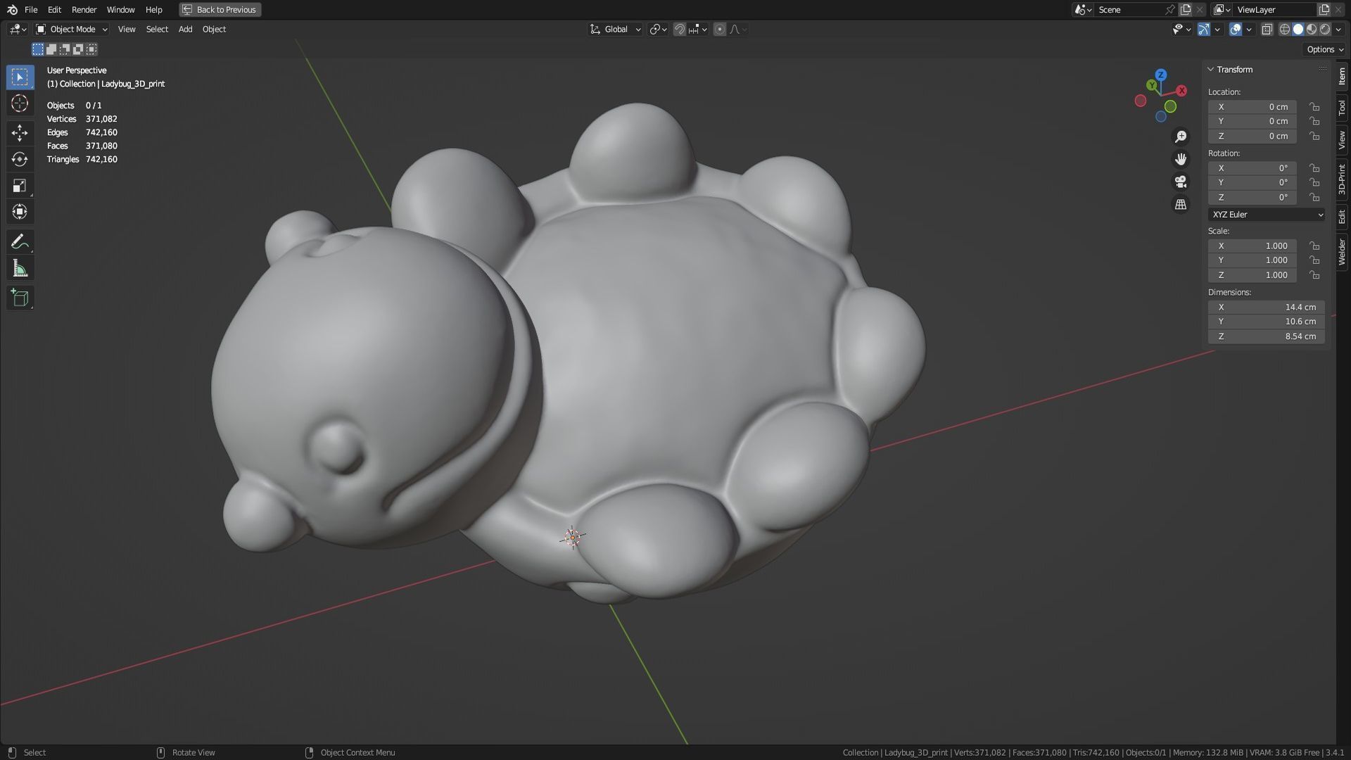 Ceramic Ladybug 3D model 3D printable | CGTrader
