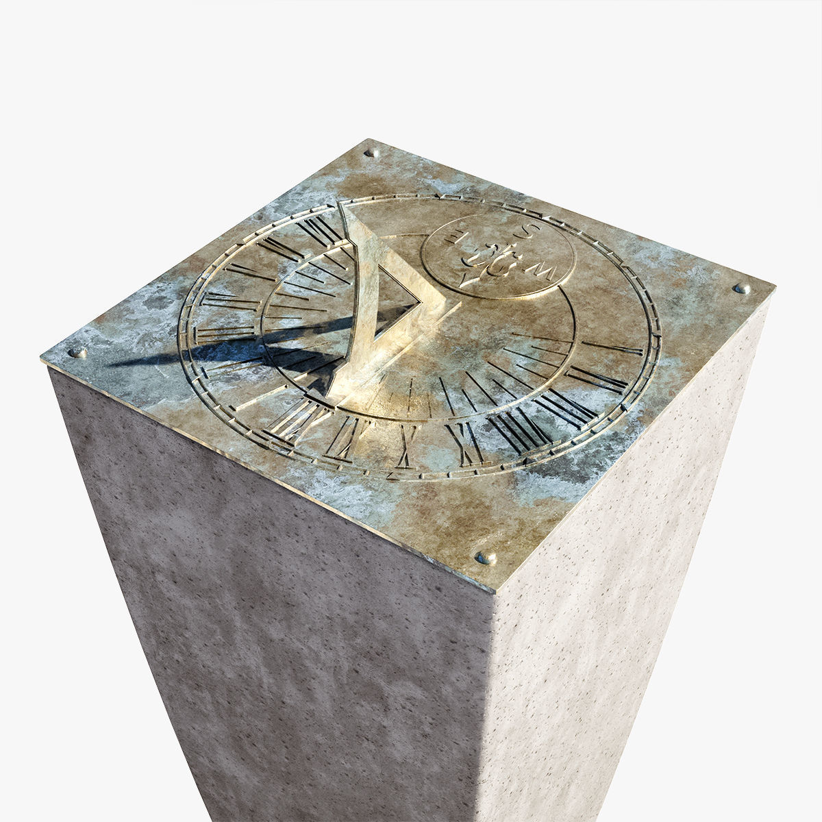 Brass Sundial And Concrete Plinth 3D model | CGTrader